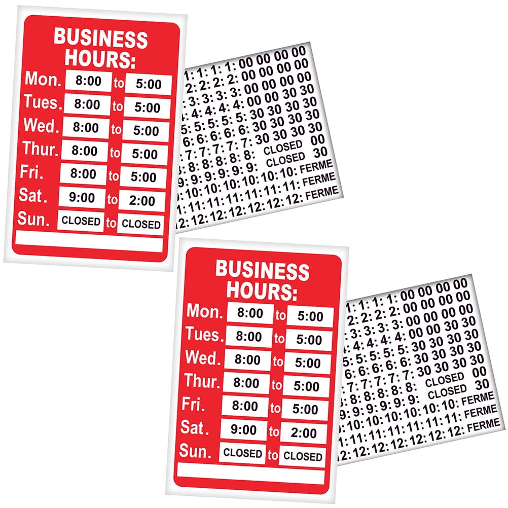 Jibi 2 Sets Business Hours Sign Hours of Operation Signs Store Hours ...