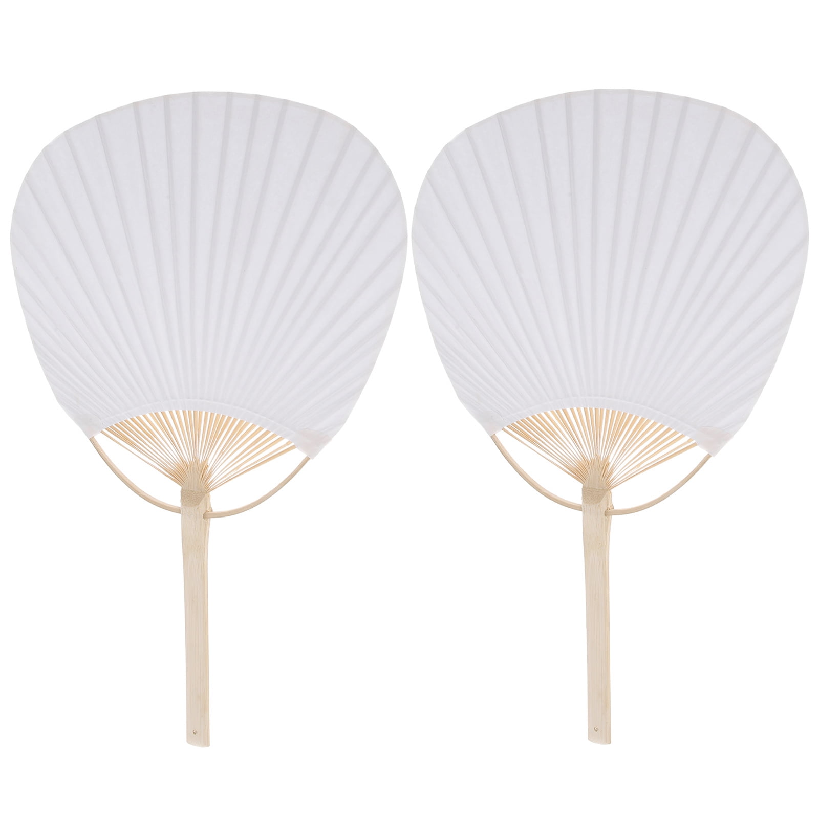 OUNONA 2Pcs White Bamboo Paper Fan for Home Decoration Diy Painting ...