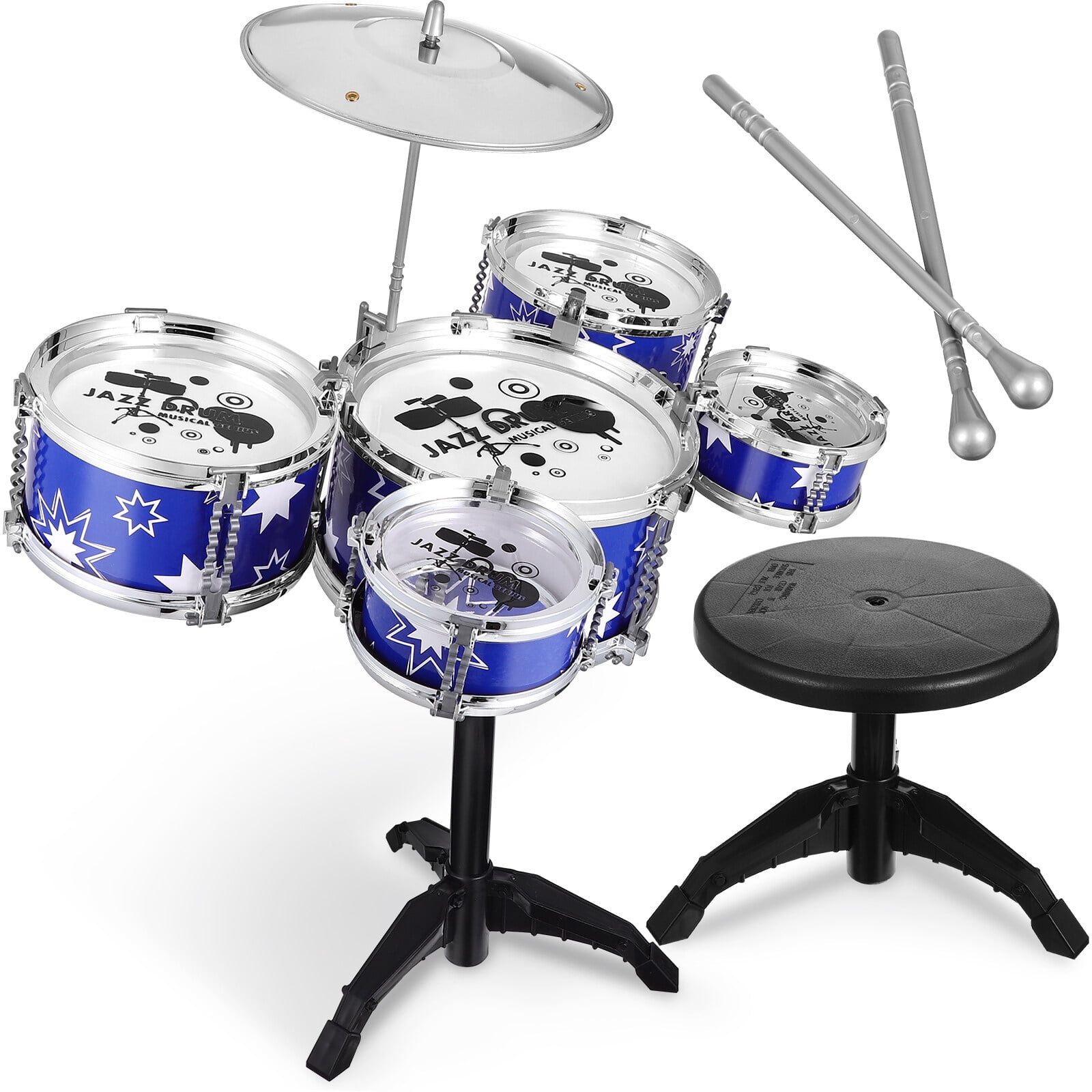 Jibi Drum Set for Kids Jazz Drum Kit for Toddler Drum Set with Stool ...