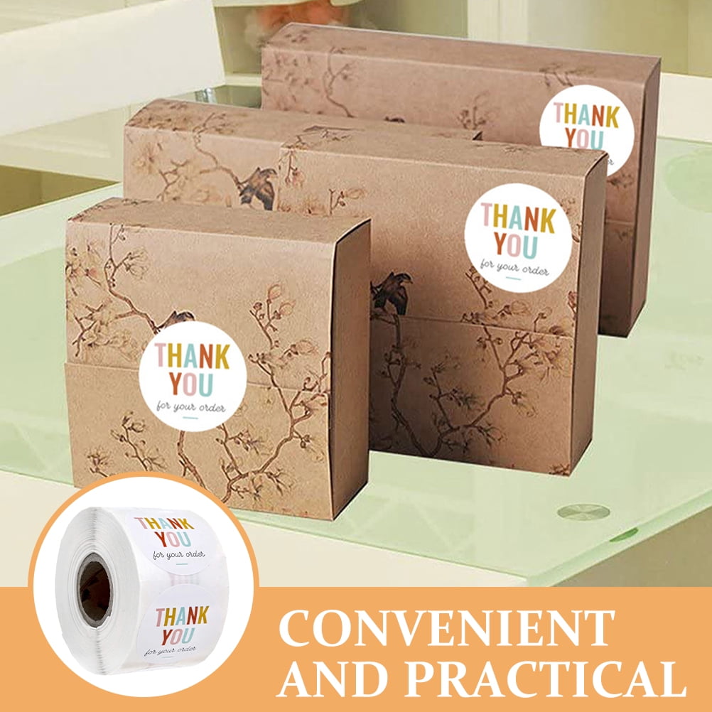 Jibingyi 1 Roll of Thank You Stickers for Small Business Bag Sealing ...