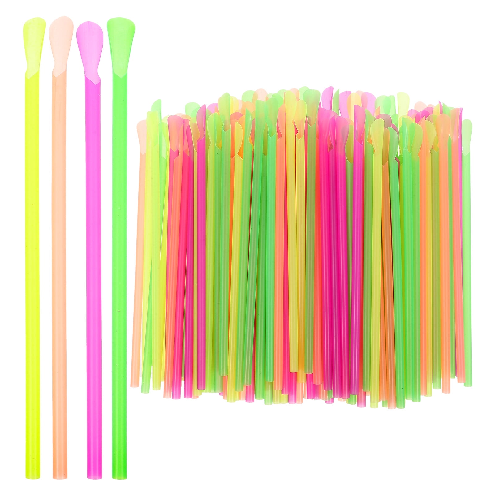 Jibingyi 150pcs Disposable Spoon Straws Dual Use Drinking Spoon Straw
