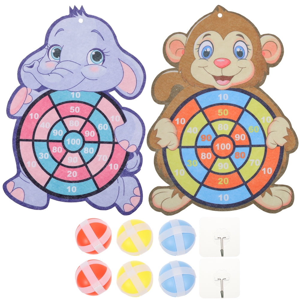 Jibingyi 2 Sets Kids Dart Board Game Sticky Balls Indoor Dart Board ...