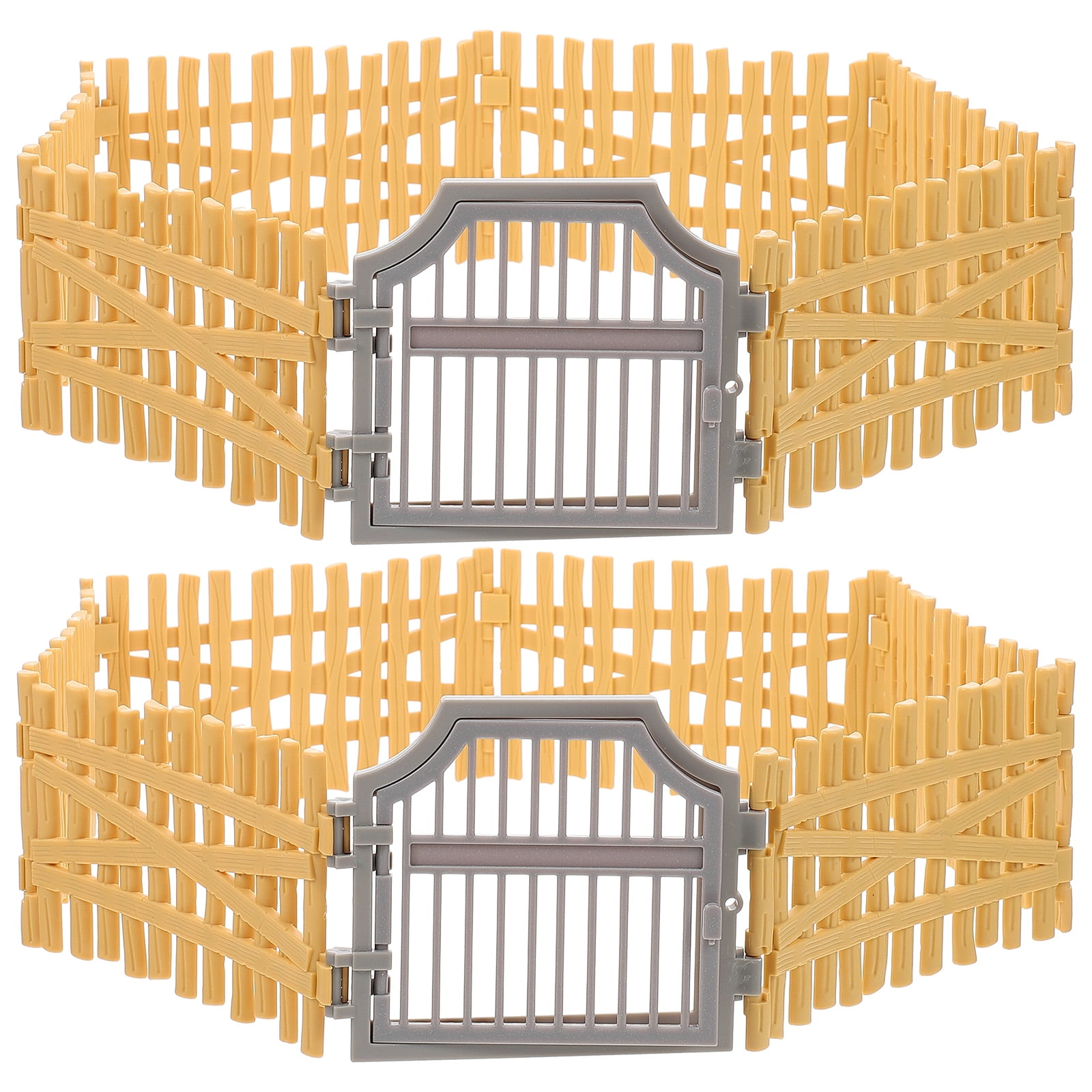 Jibingyi 2 Sets of Plastic Farm Fence Miniature Fence Toy Simulated ...