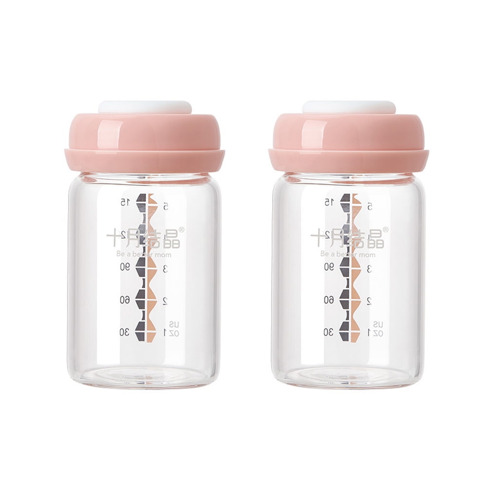 Jibingyi 2pcs Breast Milk Storing Bottles Glass Baby Breastmilk Storage ...