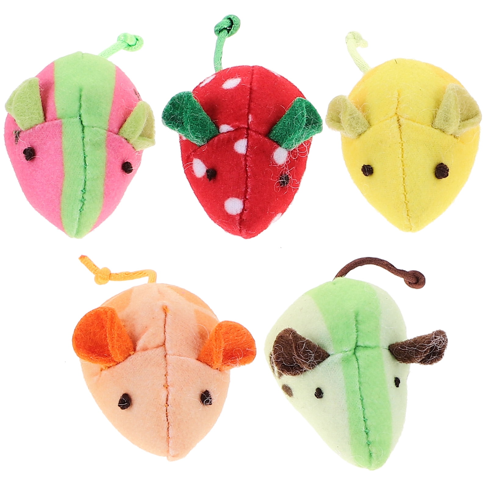 Jibingyi 5pcs Fruit Mice Cat Toys Plush Toys Catnip Mouse Kitten Toys ...