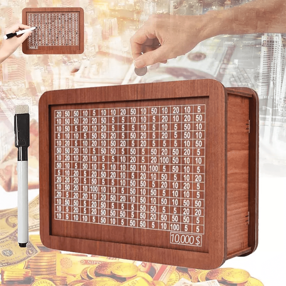 Jicanghai Wooden Money Bank With Counter Money Piggy Bank 10000 Saving ...