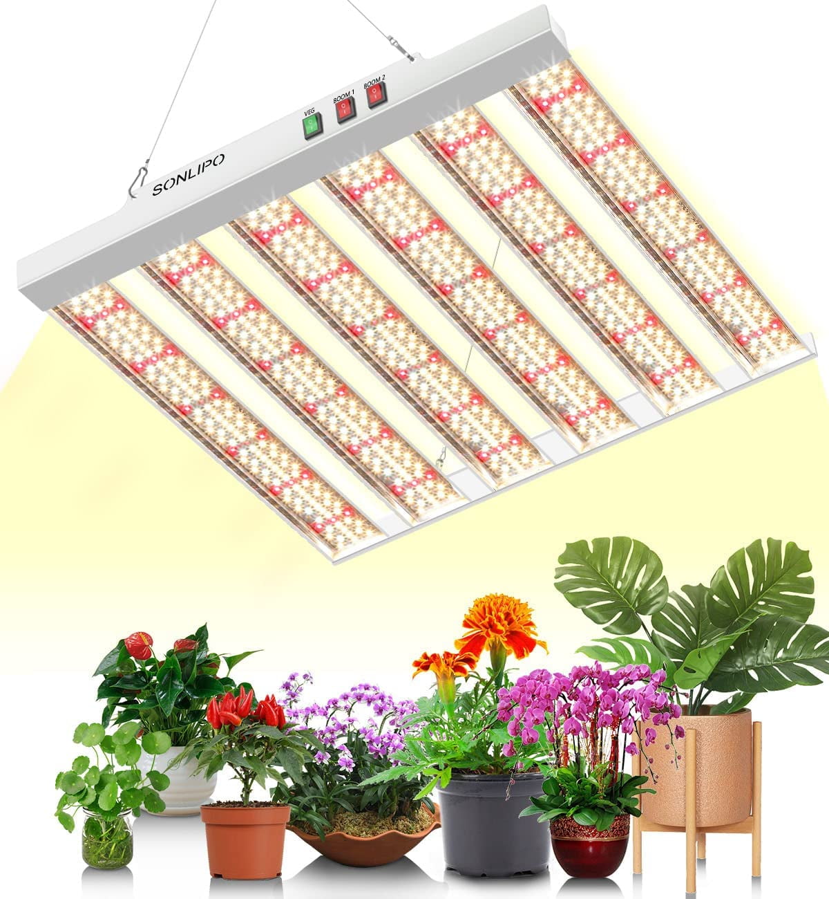 SPF2000 200W LED Grow Light, 4x4ft Coverage, 998 Samsung LEDs, UV&IR ...
