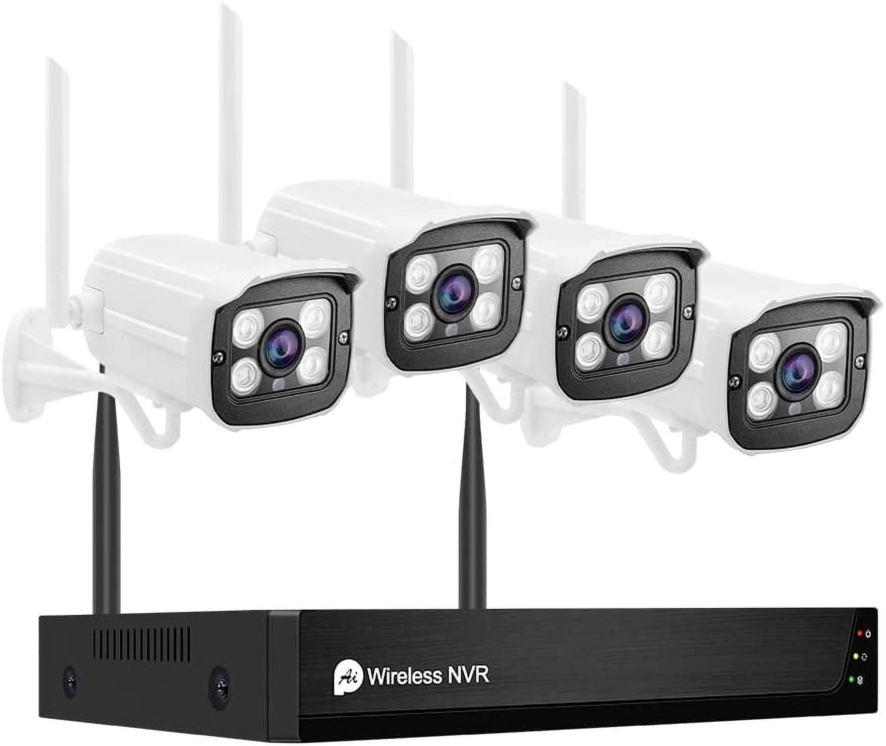 JideTech 4CH Outdoor Surveillance Camera Set, 4 x 3MP WiFi Cameras with ...