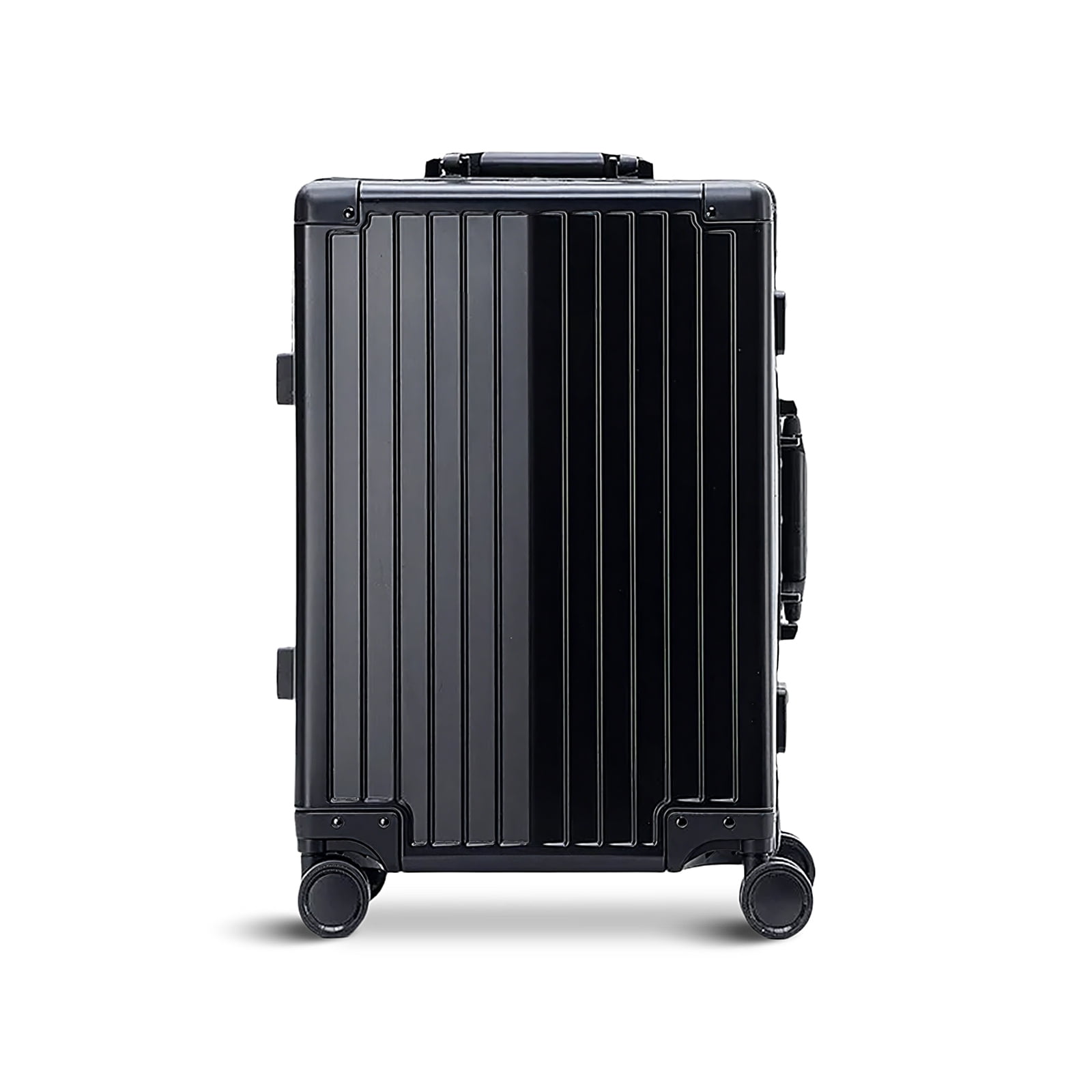 JieC 20" All-Aluminum Suitcase: Carry-on Black,Crush-Resistant & Burst ...