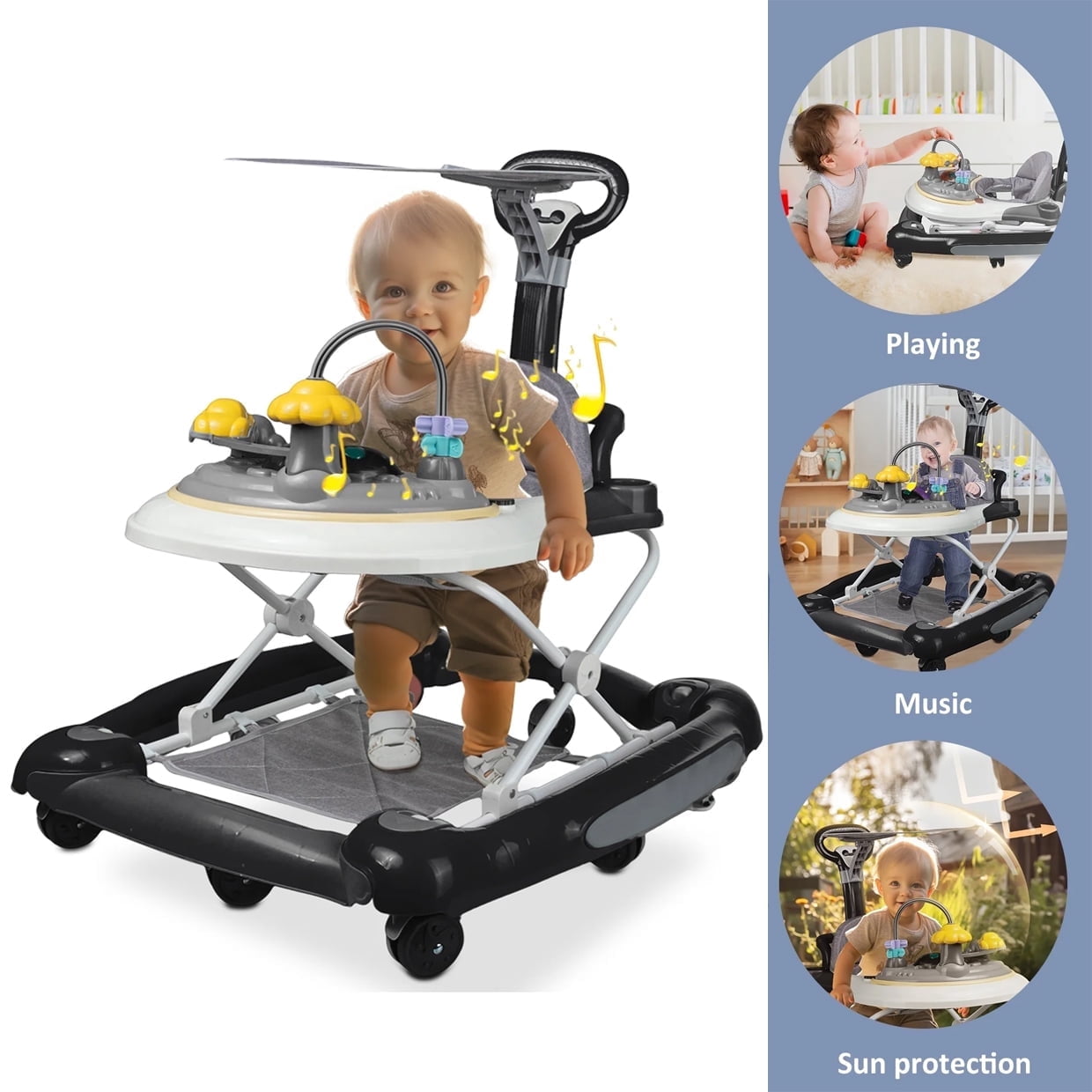 JieC 5-in-1 Baby Walker with Wheels,Infant Toddler Walkers Bouncer for ...