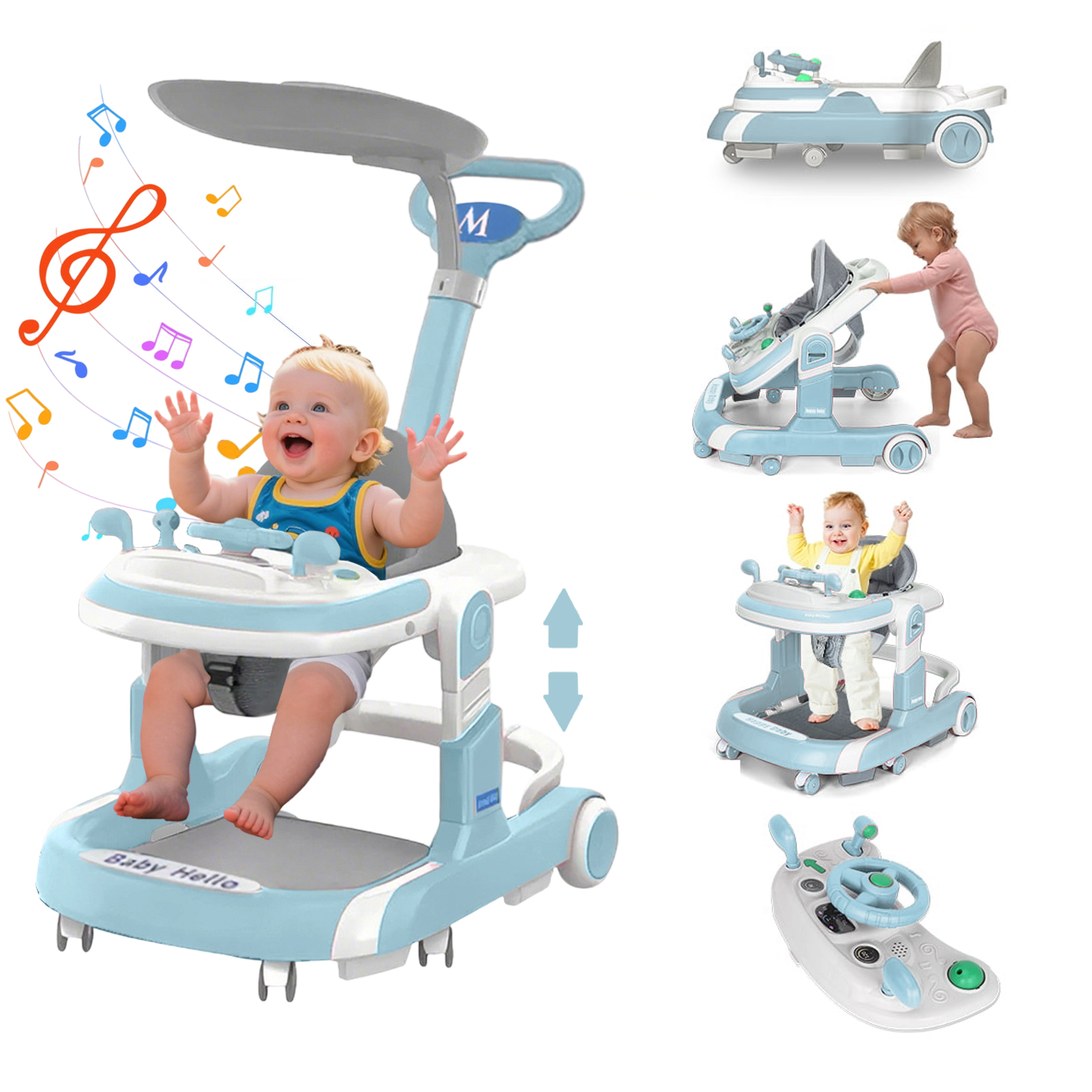JieC 5-in-1 Foldable Baby Walker for 3 - 24 Months Baby Boys & Girls ...