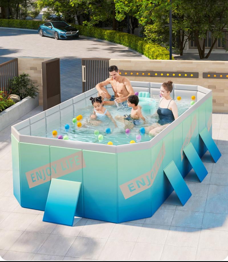 JieC 82" Foldable Swimming Pool, Large Non-inflatable Adults Kids ...