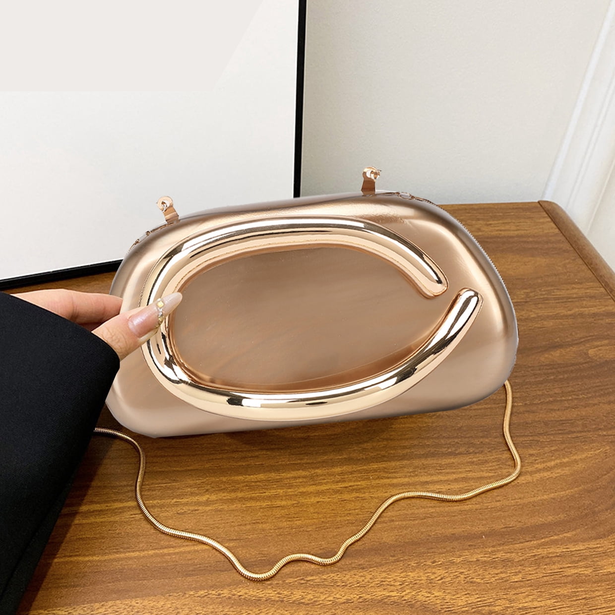 JieC Acrylic Classic Round Women's Crossbody Bag with Metal Chain ...