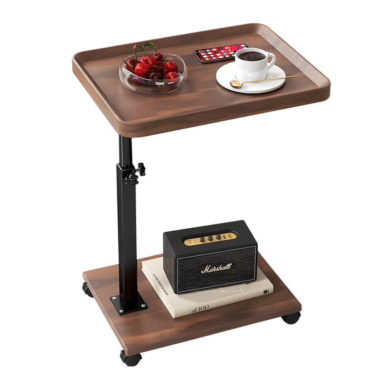 JieC C-Shaped End Table,360° Swivel Couch Sofa Table with Wheel ...