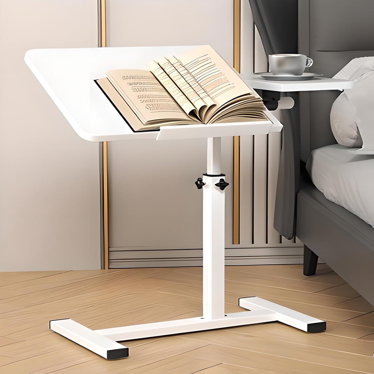 JieC C-Shaped Side Table End Table, 360° Swivel and Adjustable Height ...