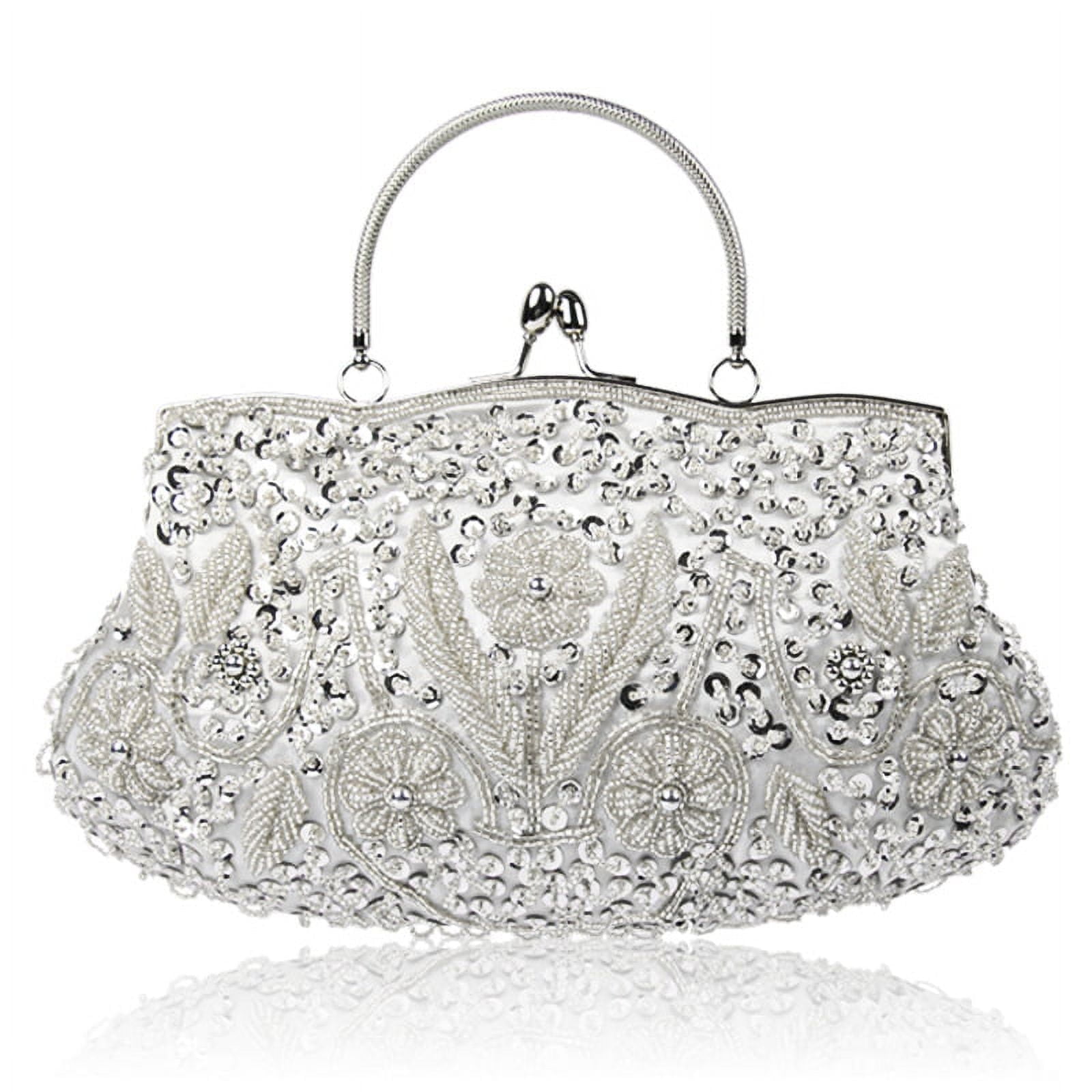 JieC Floral Designer Evening Bag，Beaded Sequin Design Vintage Kissing ...
