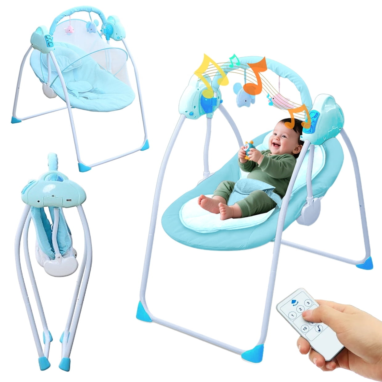 JieC Electric Baby Swing with Toy, Unisex, Suitable for Newborns From 0 ...