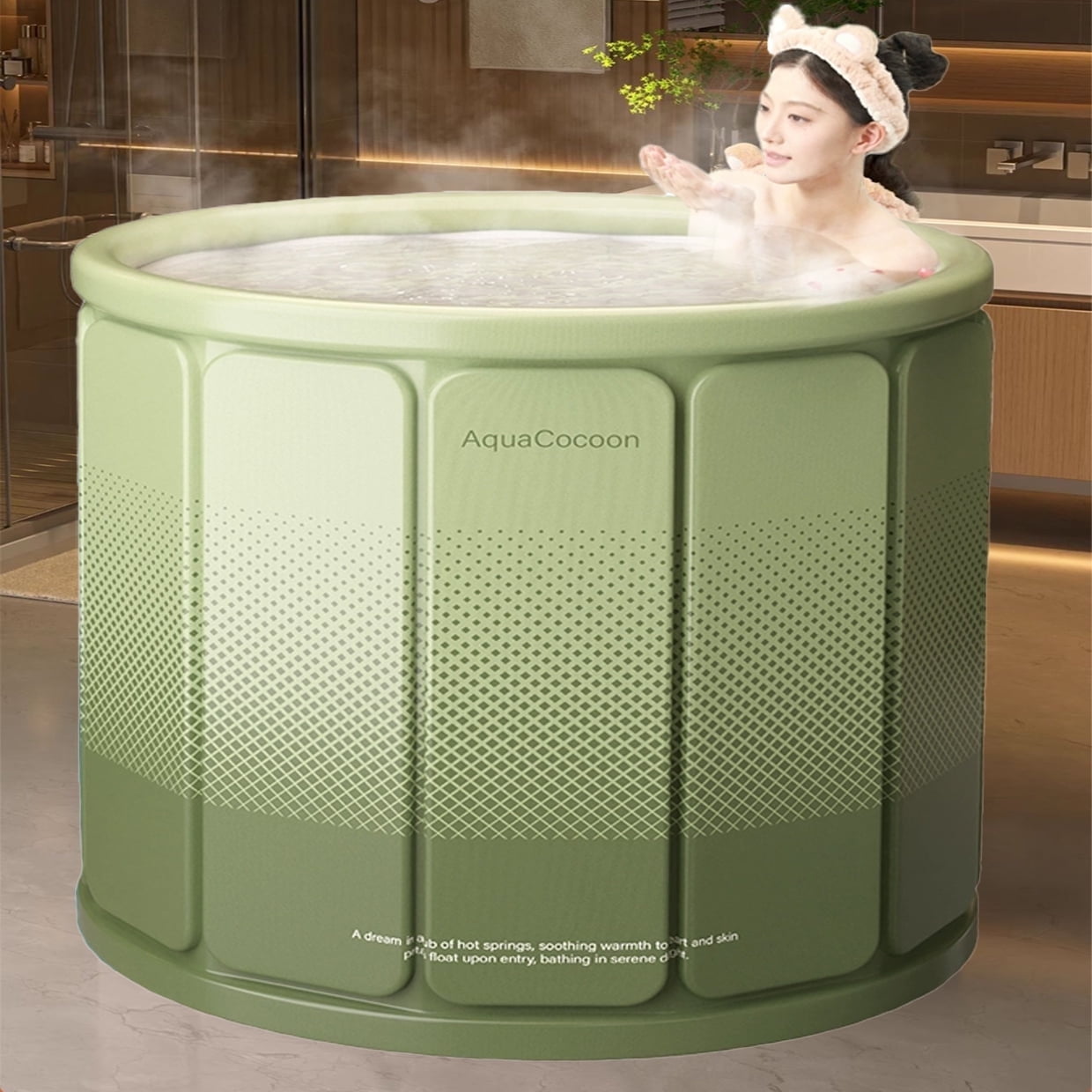 JieC Folding Bathtub Portable Adult Spa Bath Tub Soaking Tub Hot Ice ...