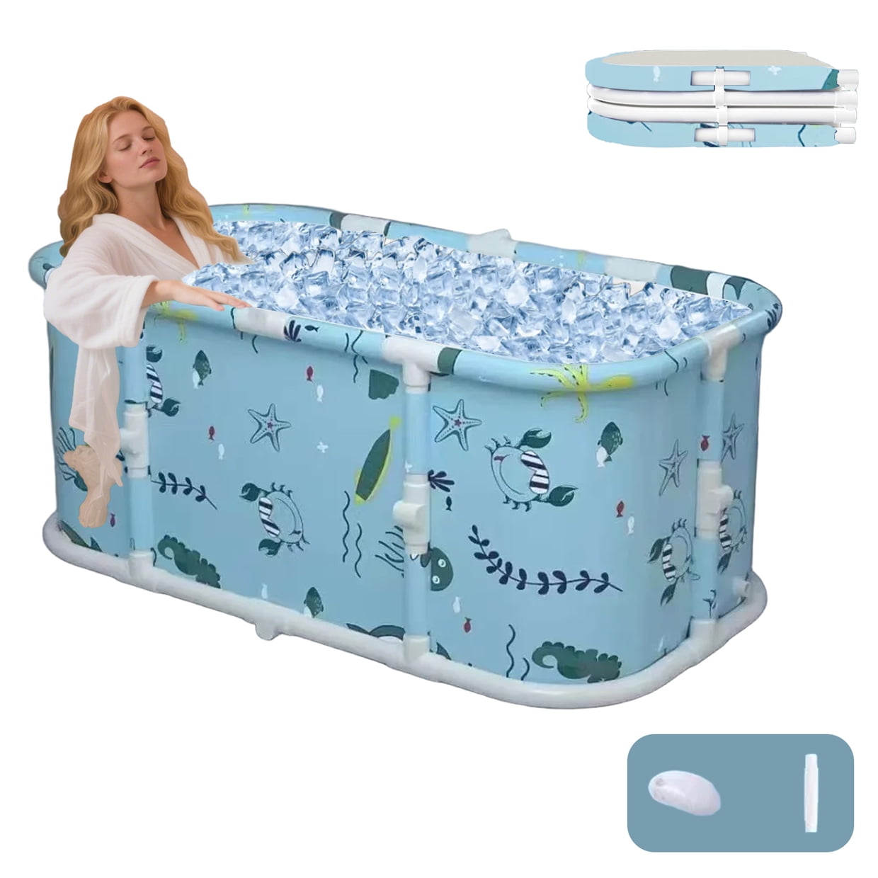 JieC Folding Bathtub Portable Shower Bath Tub, for Adults or Kids ...