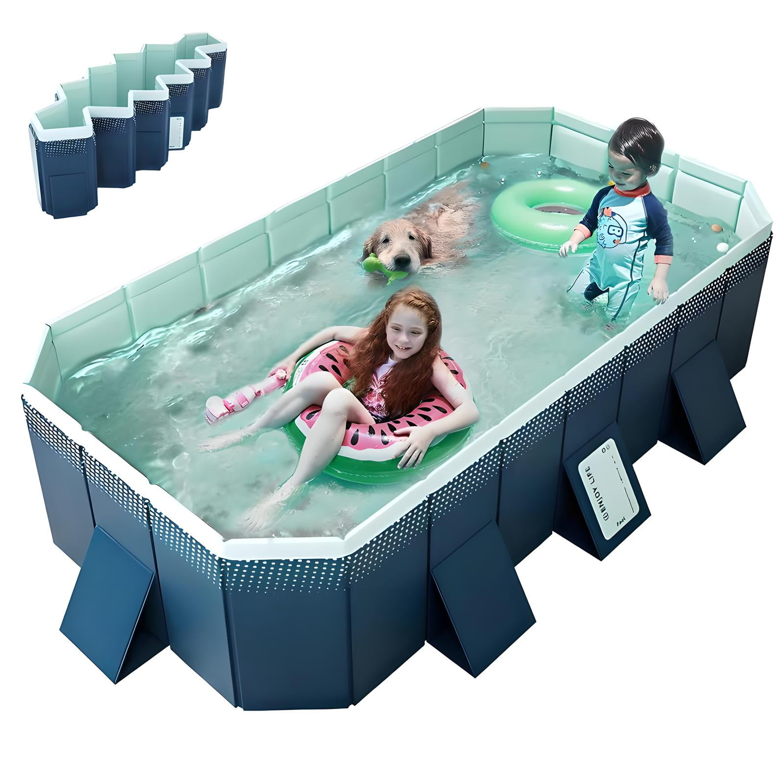 JieC 116in Inground Swimming Pool, Non-Inflatable Foldable Portable for ...
