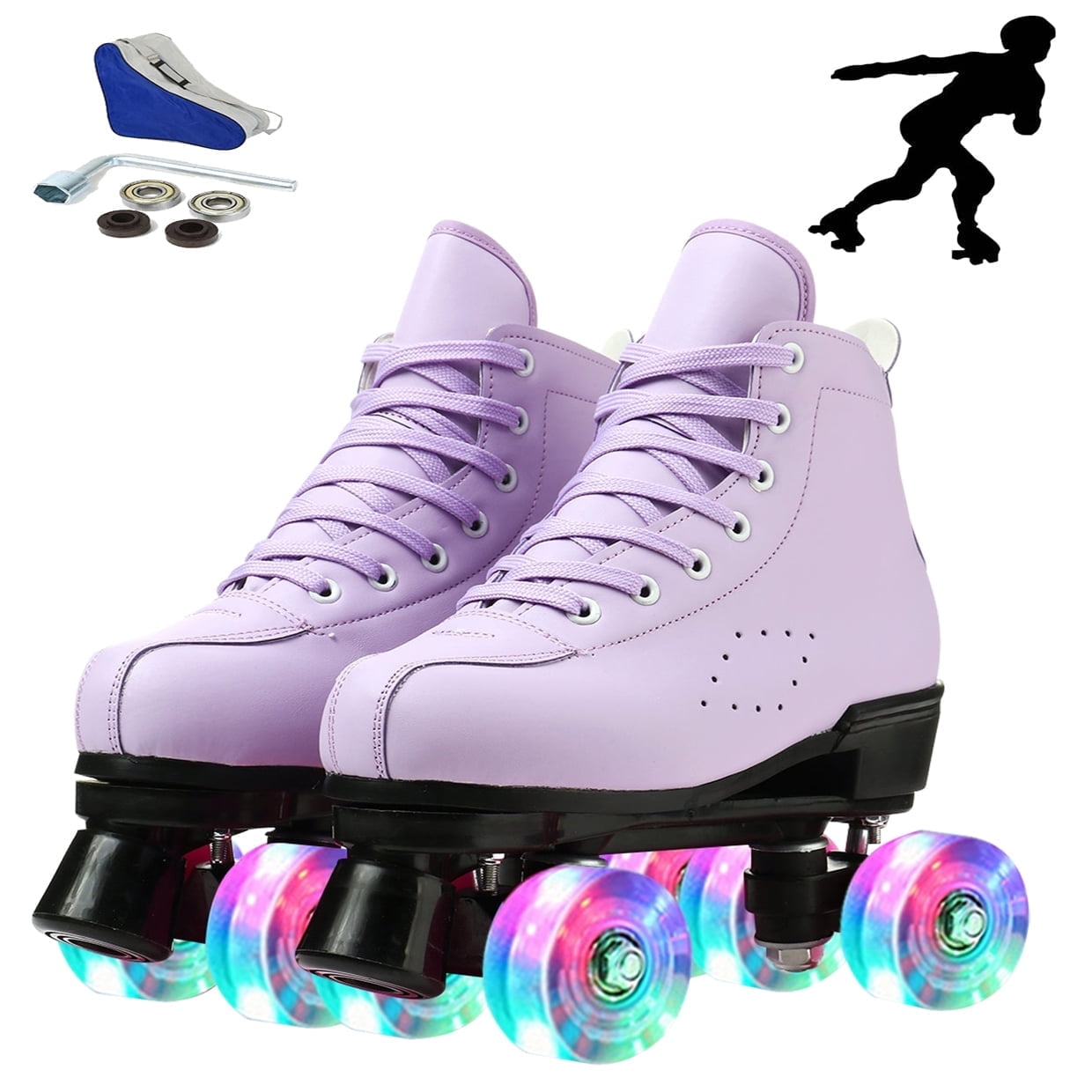 JieC Roller Skates for Girls and Boys,Size Adjustable 4 Wheel Roller ...