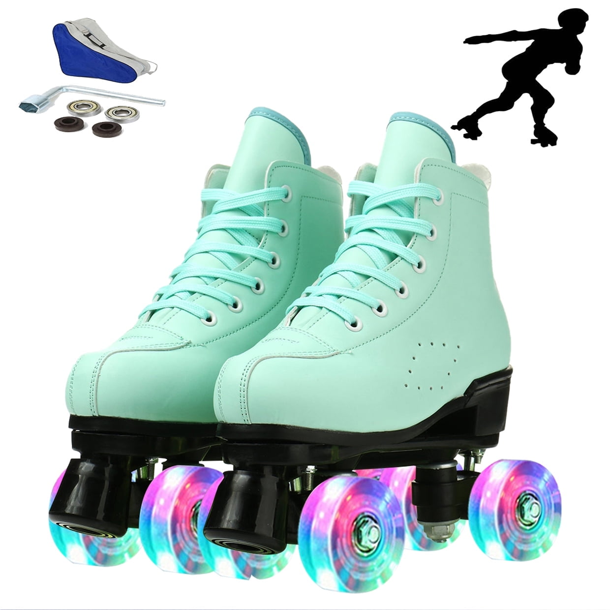 JieC Roller Skates for Women Men,Double-Row Light up Wheels Quad Skate ...