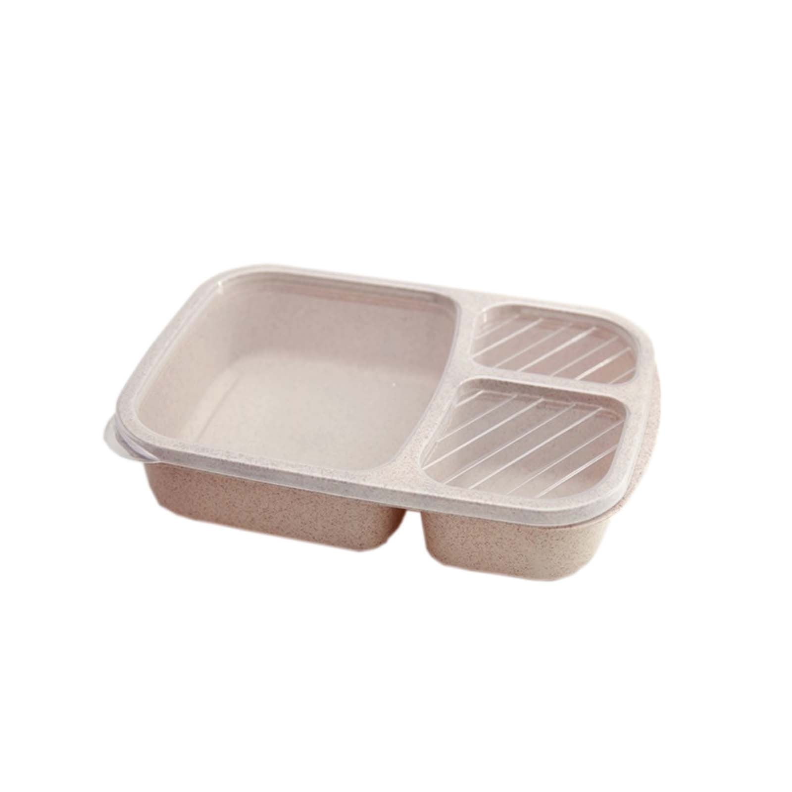 Jieluotekeji Lunch Box Reusable 3-Compartment Plastic Divided Food ...