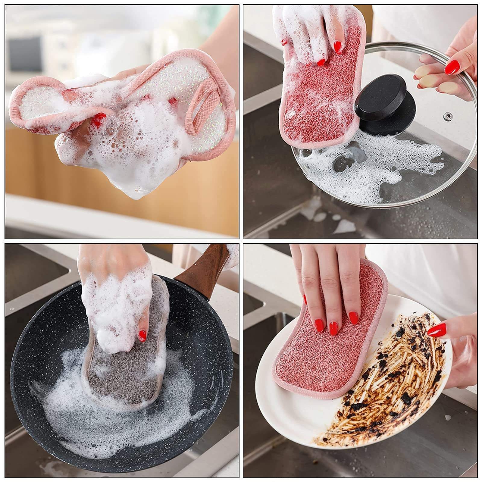 Jierger 10pcs Double Absorbent Kitchen Cloth Dishwashing Brush Pot ...