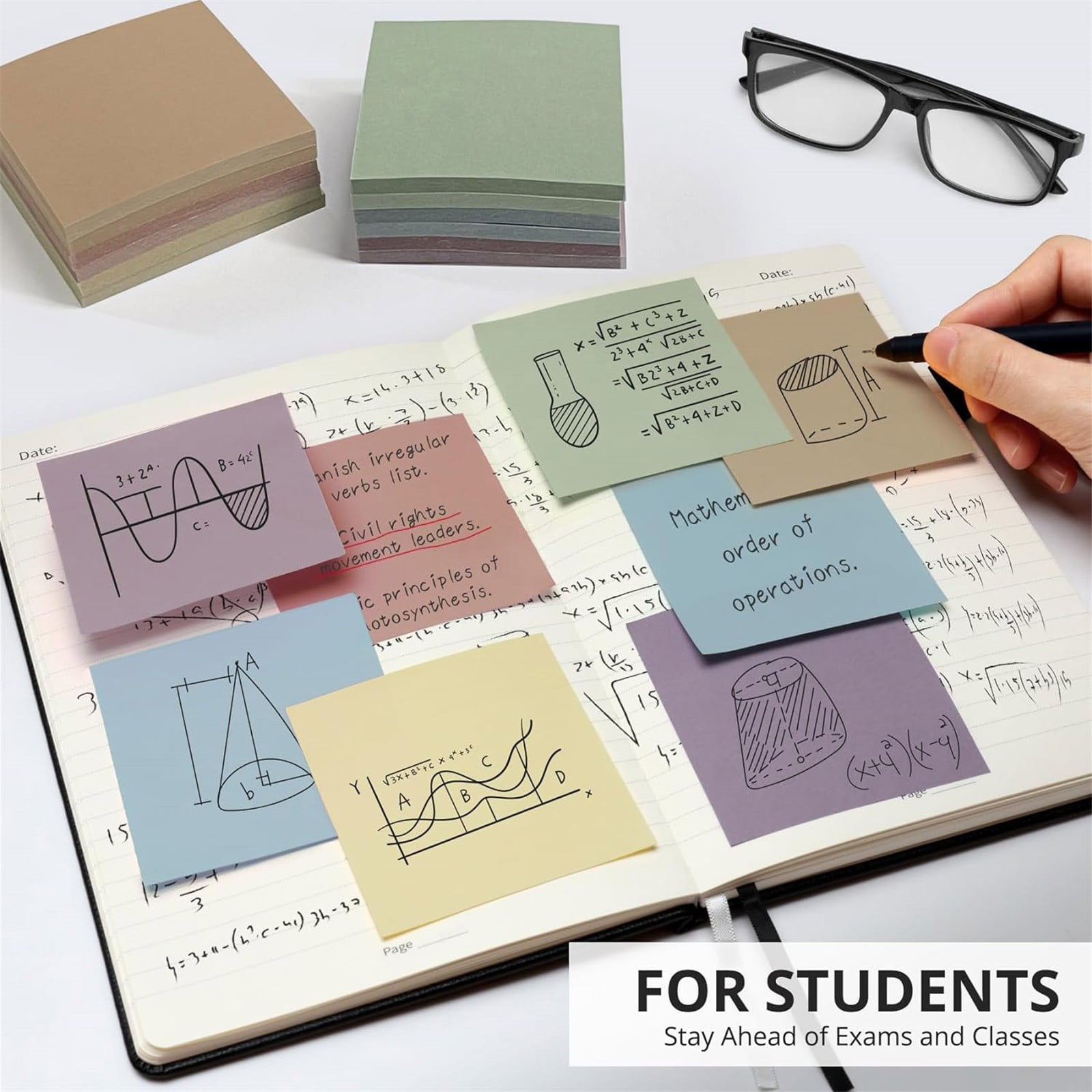 Jierger 12 Pads, 3”x3”, Vintage Colors, Sticky Notes 3x3, Sticky Note ...