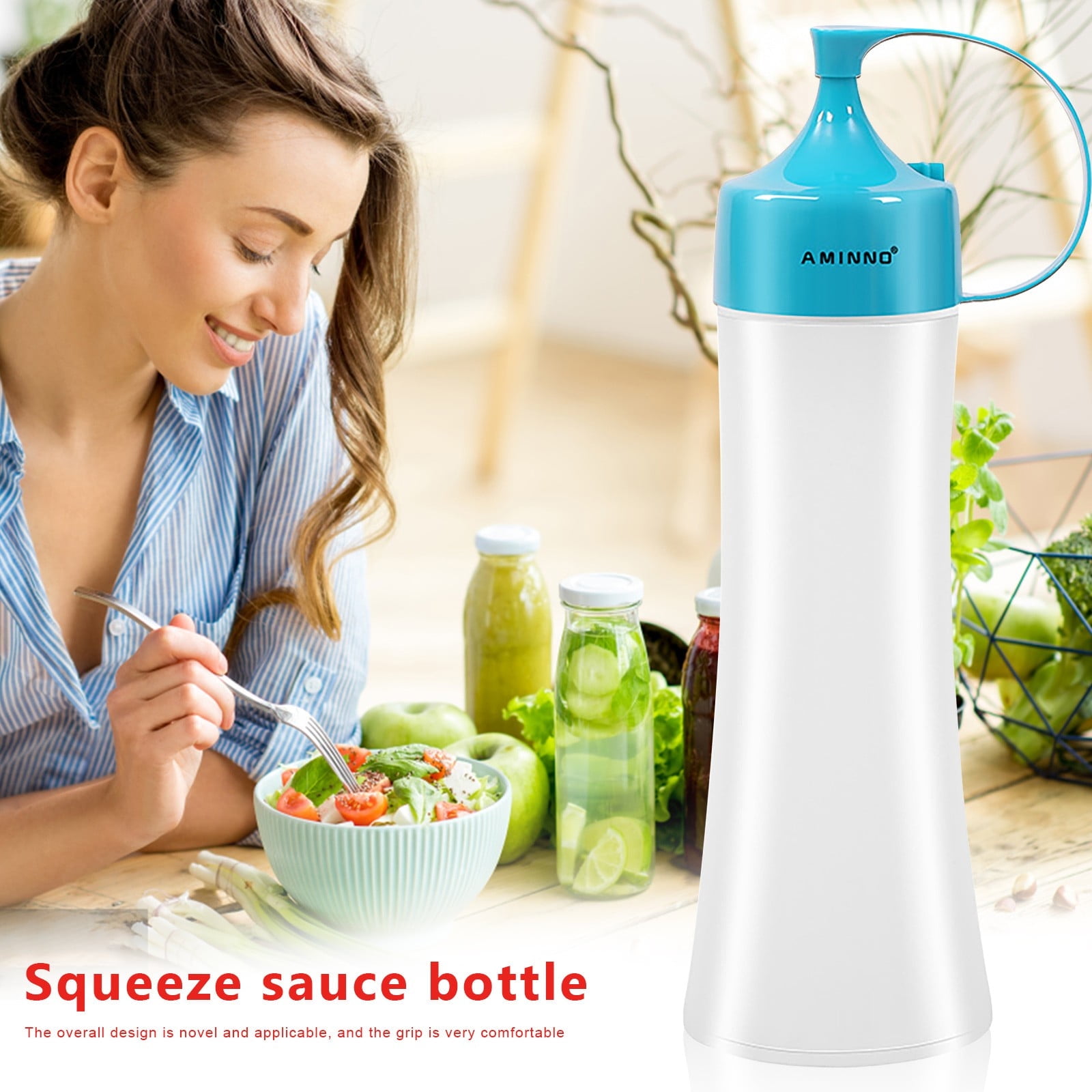 Jierger 13.5oz/360ML Empty Refillable Squeeze Sauce Condiment Bottles ...