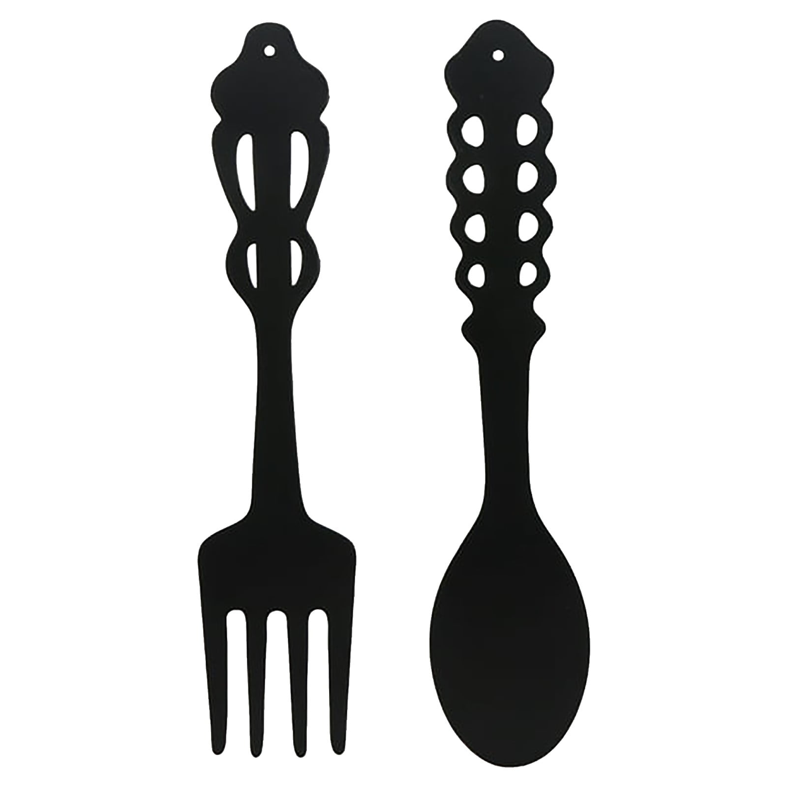 Jierger 2 Pieces Metal Fork Spoon Wall Decor Big Black Metal Large Kitchen Rustic Fork Spoon ...