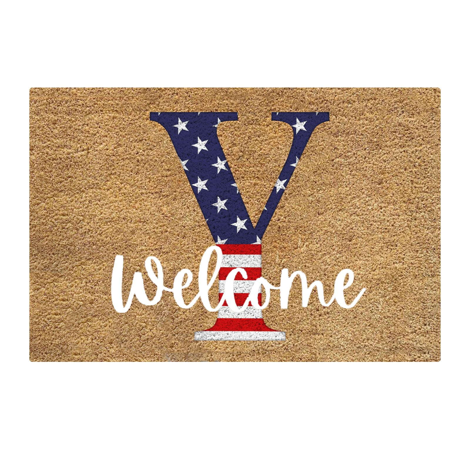 Jierger 250th Anniversary Coir Door Mat, Patriotic Welcome Rug with A-Z ...