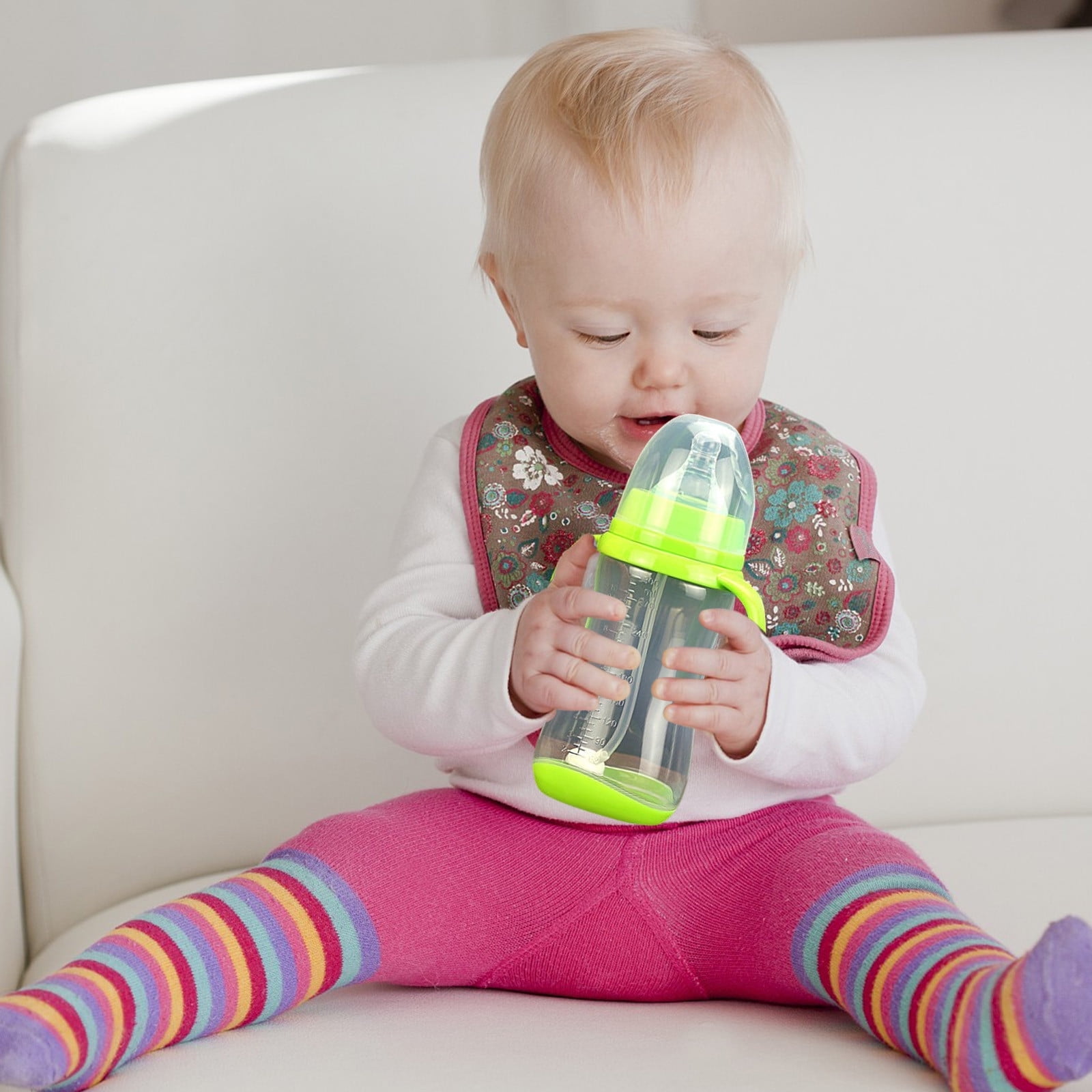 Jierger 300ML Wide Caliber PP Baby Bottle with Handle Anti Drop Anti Flatulence Plastic Baby ...