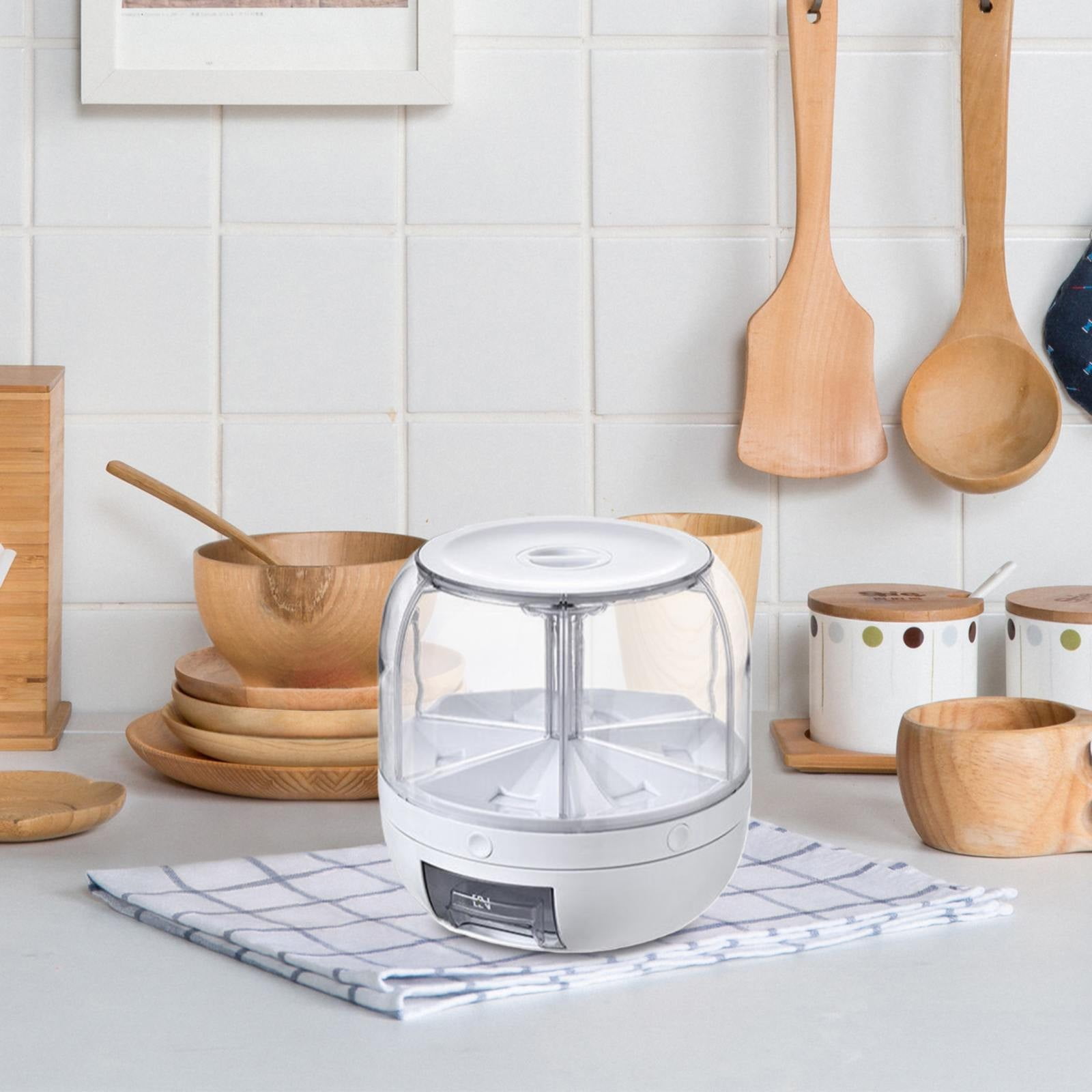 Jierger 360°Rotation & One Click Output Grain Container Rice Dispenser ...