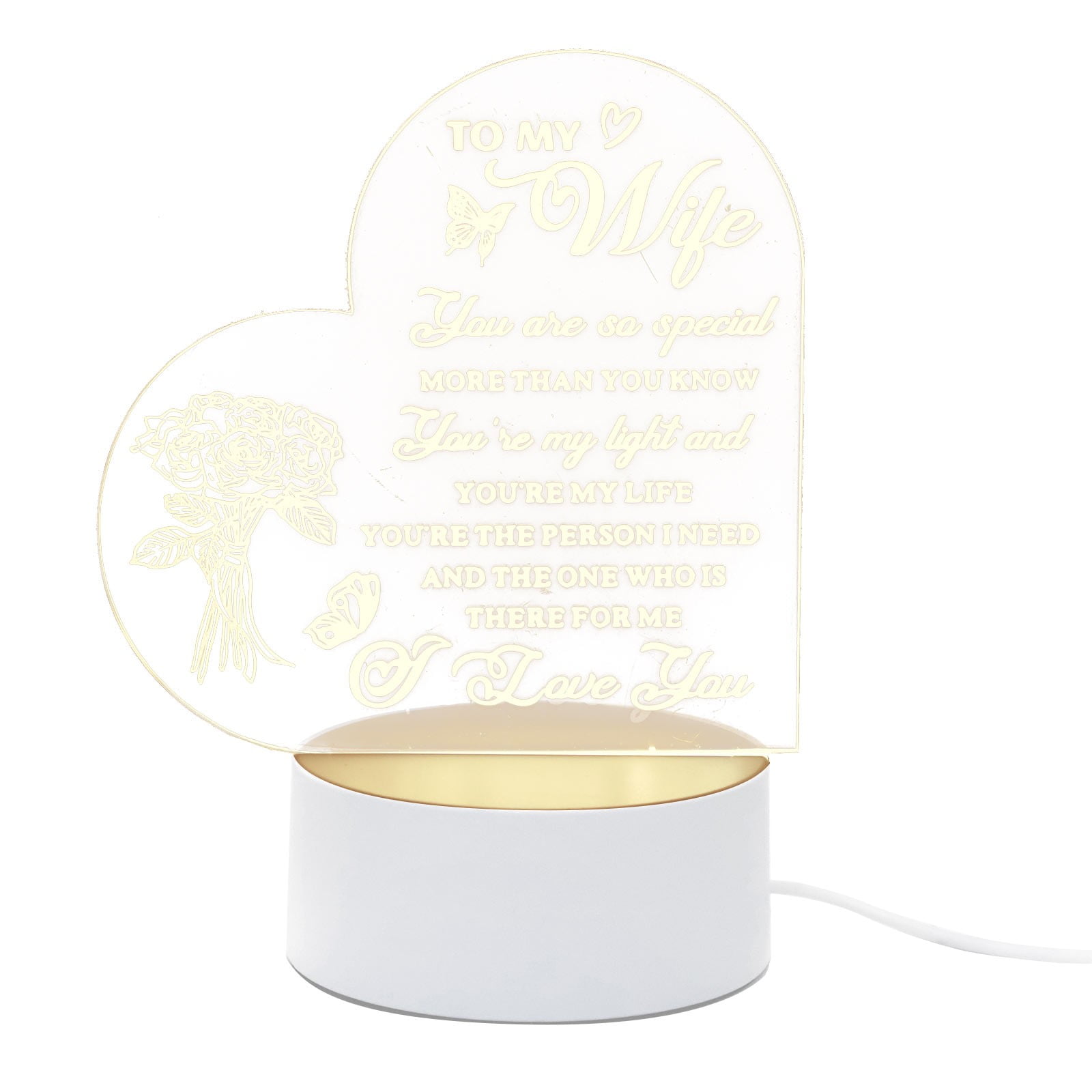 Jierger 3D Nightlight Love Girl Blessing Acrylic Atmosphere LED Lights ...