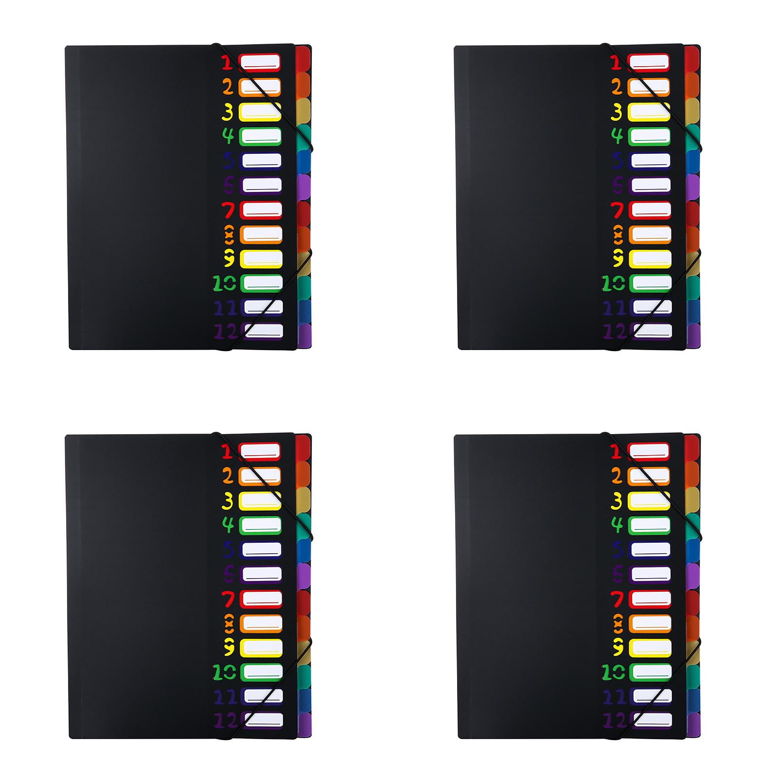 Jierger 4PCS 12 Pockets Expanding File Folder with Labels, File ...