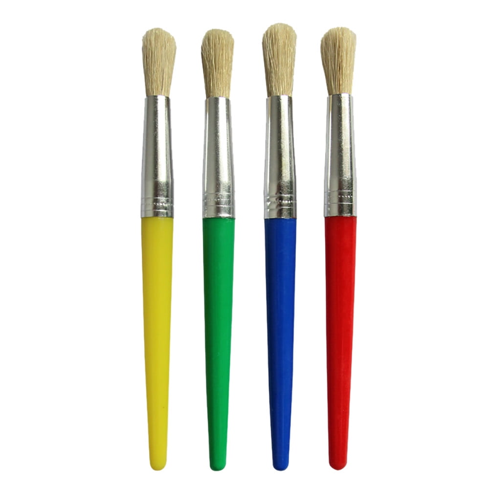 Jierger 4Pcs Paint Brushes for Kids, Round and Flat Kids Paint Brushes ...