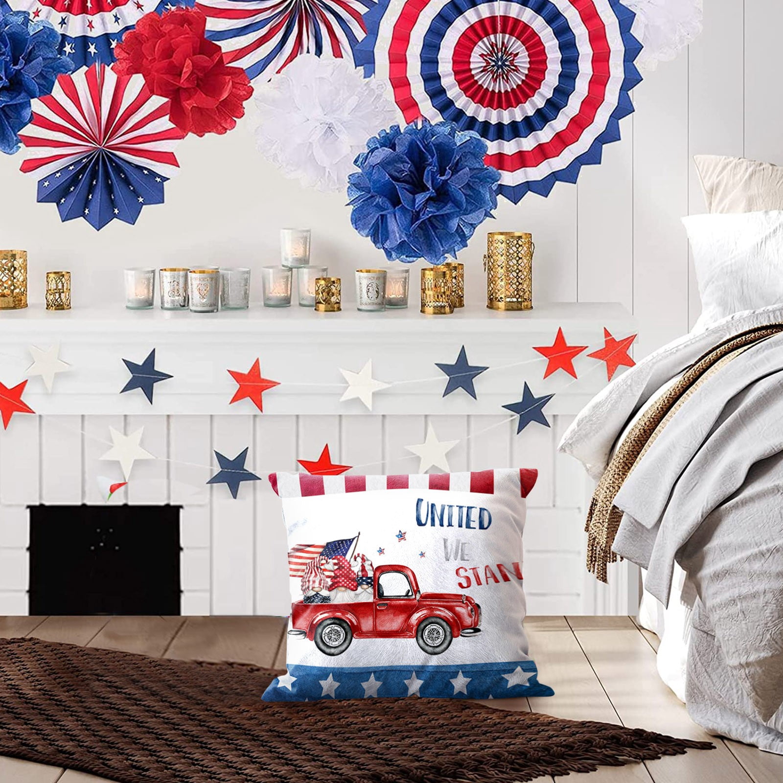 Jierger 4th of July Decorations Pillow Covers 18x18 inch Memorial Day ...