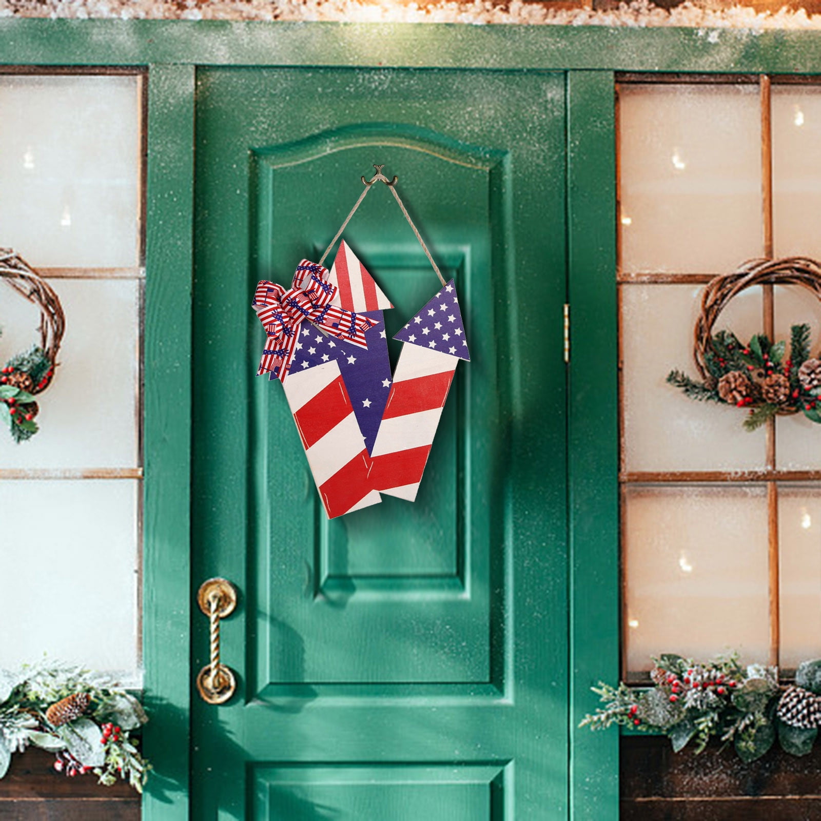 Jierger 4th of July Patriotic Welcome Door Sign Independence Day Rustic ...