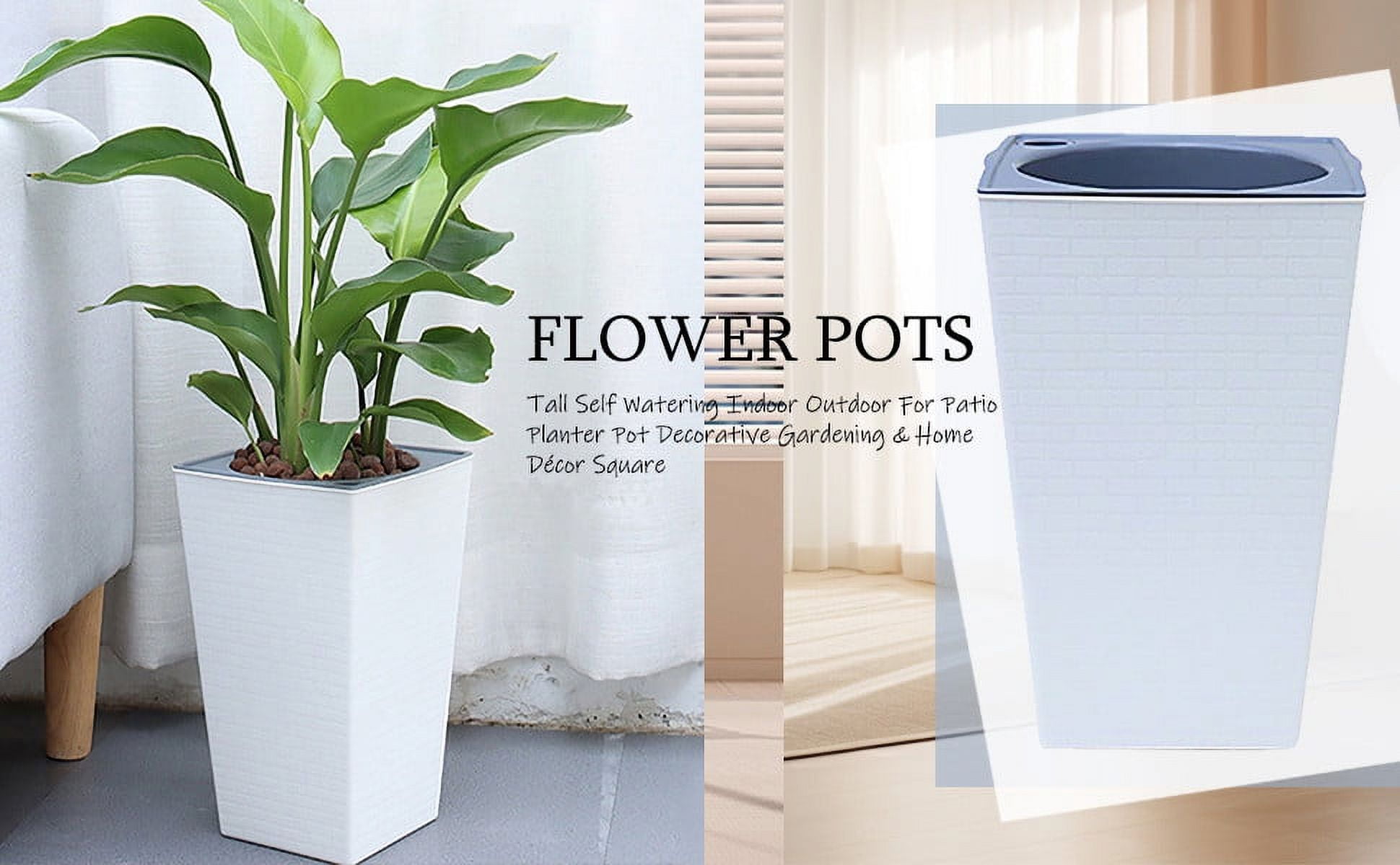 Jierger 6.77" H Tall Self Watering Planters Indoor Outdoor for Patio ...