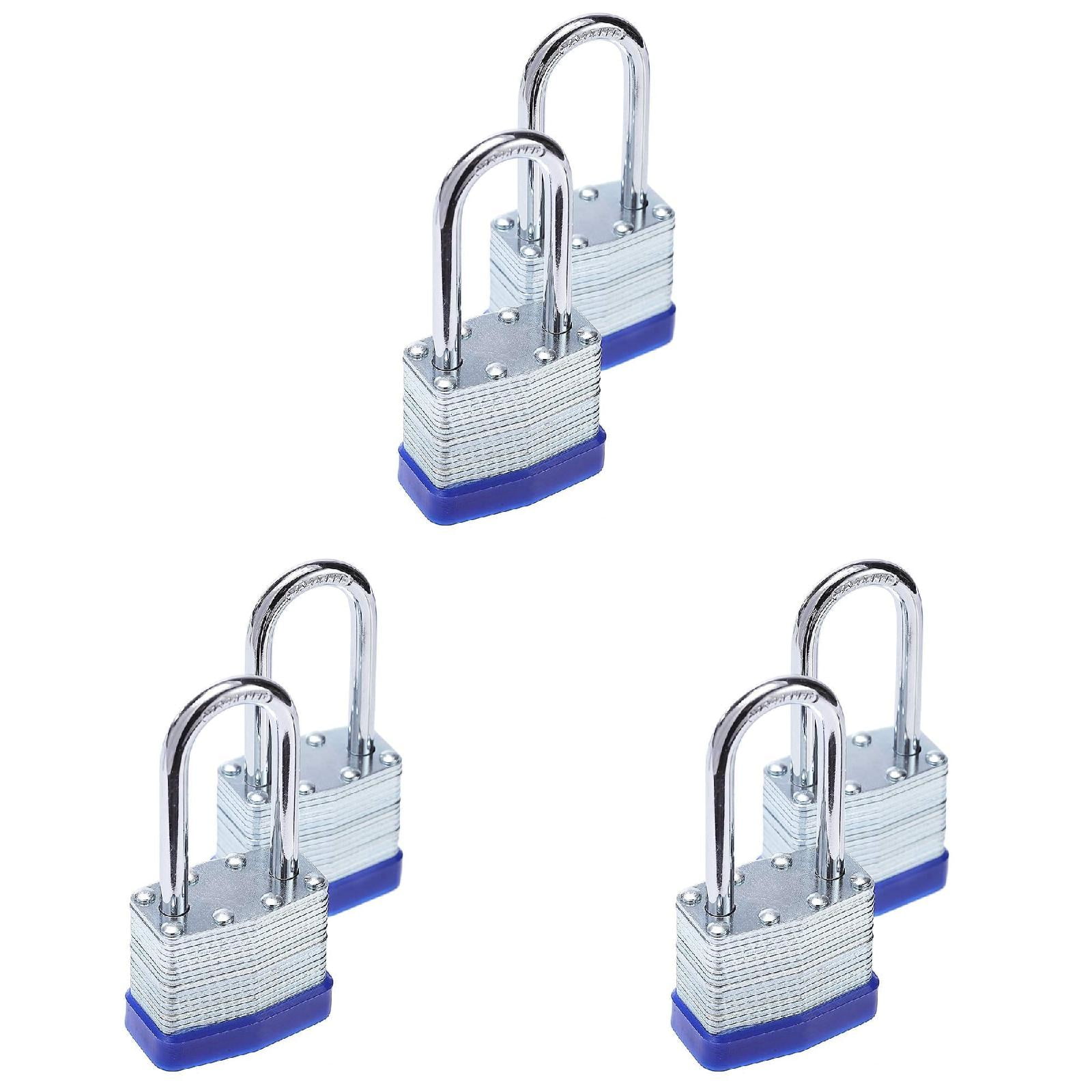 Jierger 6 Packs Laminated Key Lock 2 Same Key Padlocks Long Silver ...