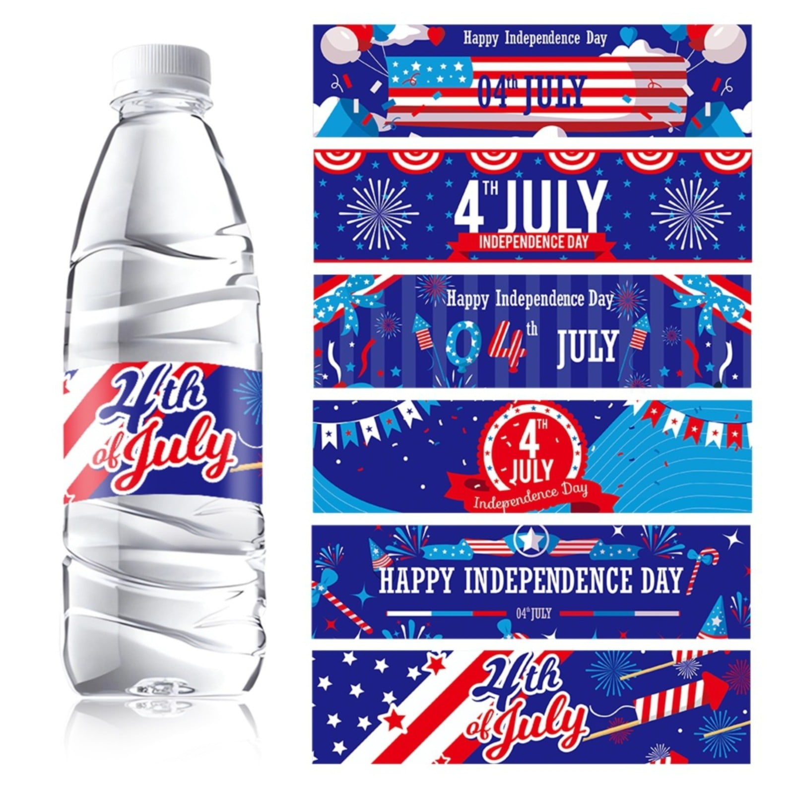 Jierger 6 Pcs Patriotic Water Bottle Label Independence Day Theme Water ...