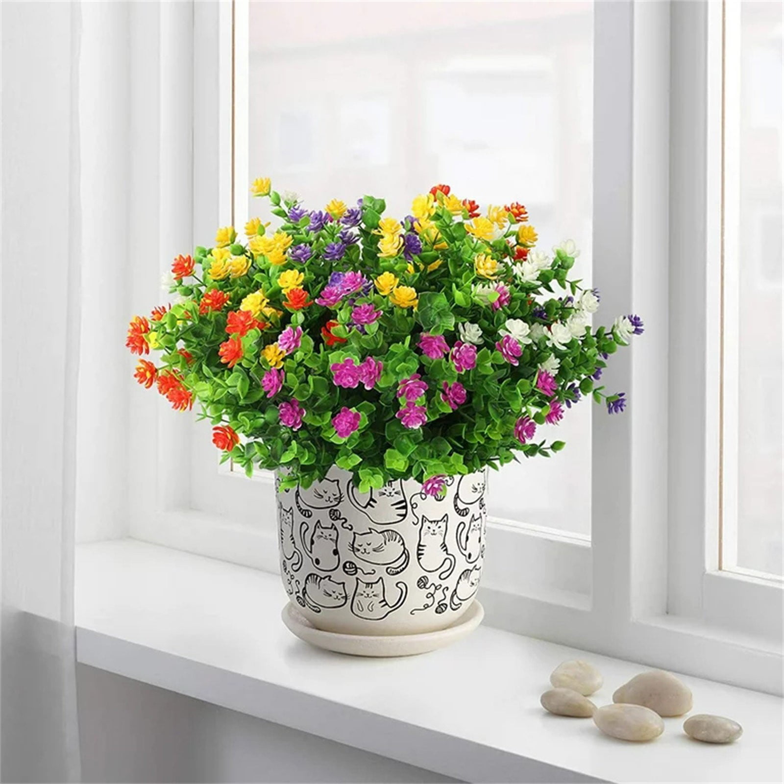 Jierger 6pc Green Artificial Flowers Camellia Spring Engineering Home ...