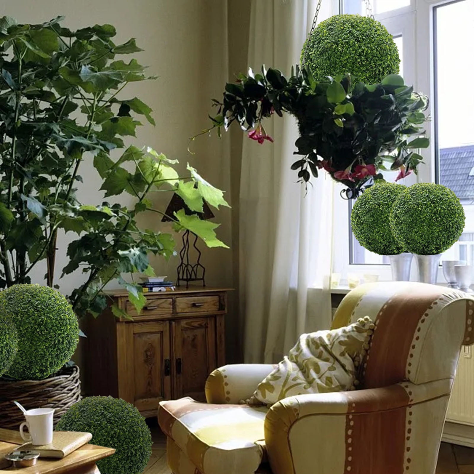 Jierger Artificial Boxwood Balls Topiary Ball Plants for Arcades Decks ...