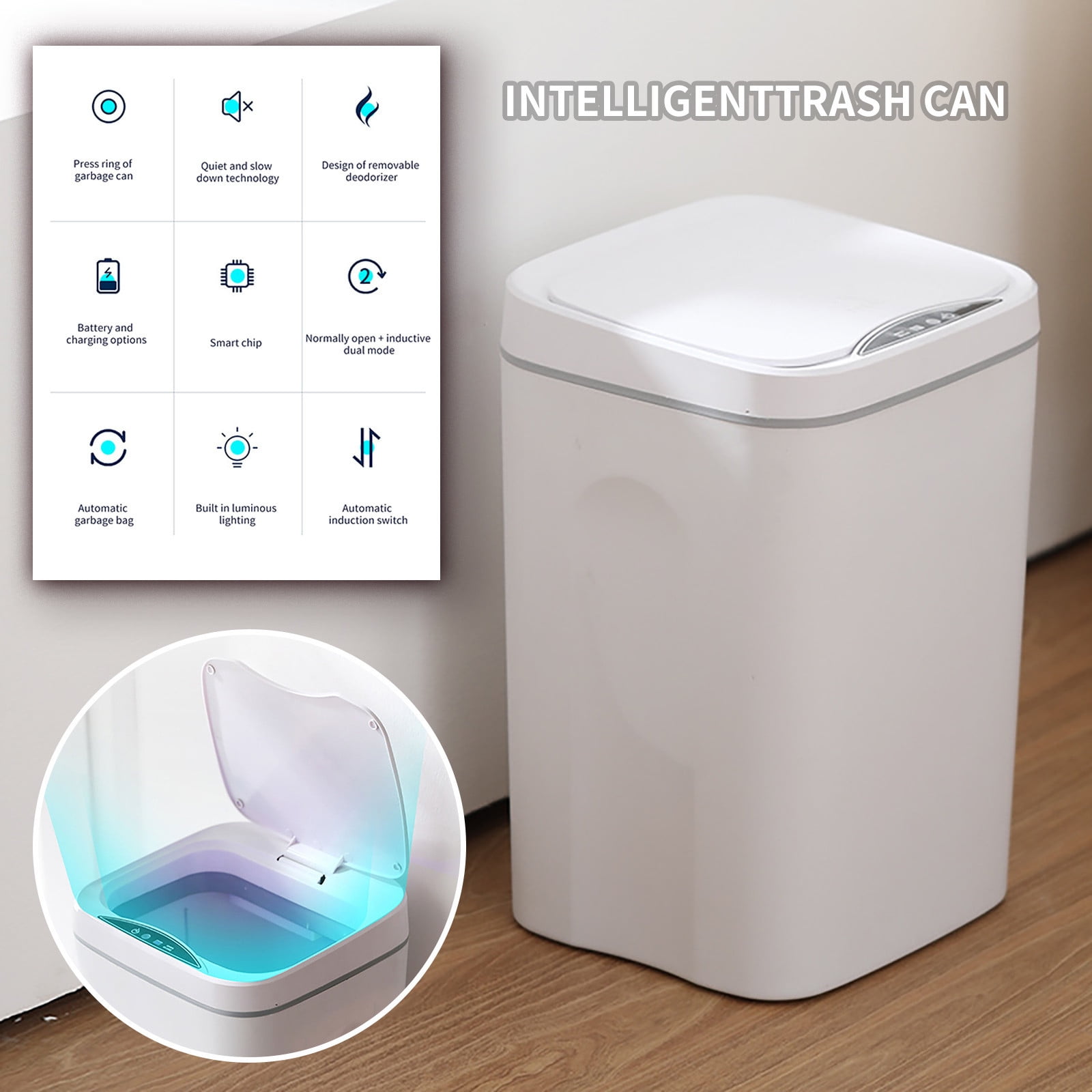Jierger Automatic Trash Can 4.23 Gallon Bathroom Touchless Motion ...