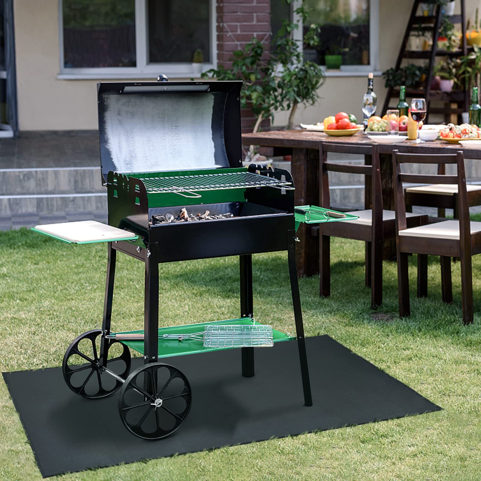 Jierger Under BBQ Grill Mat for Outdoor Charcoal Flat Top Gas Grills ...