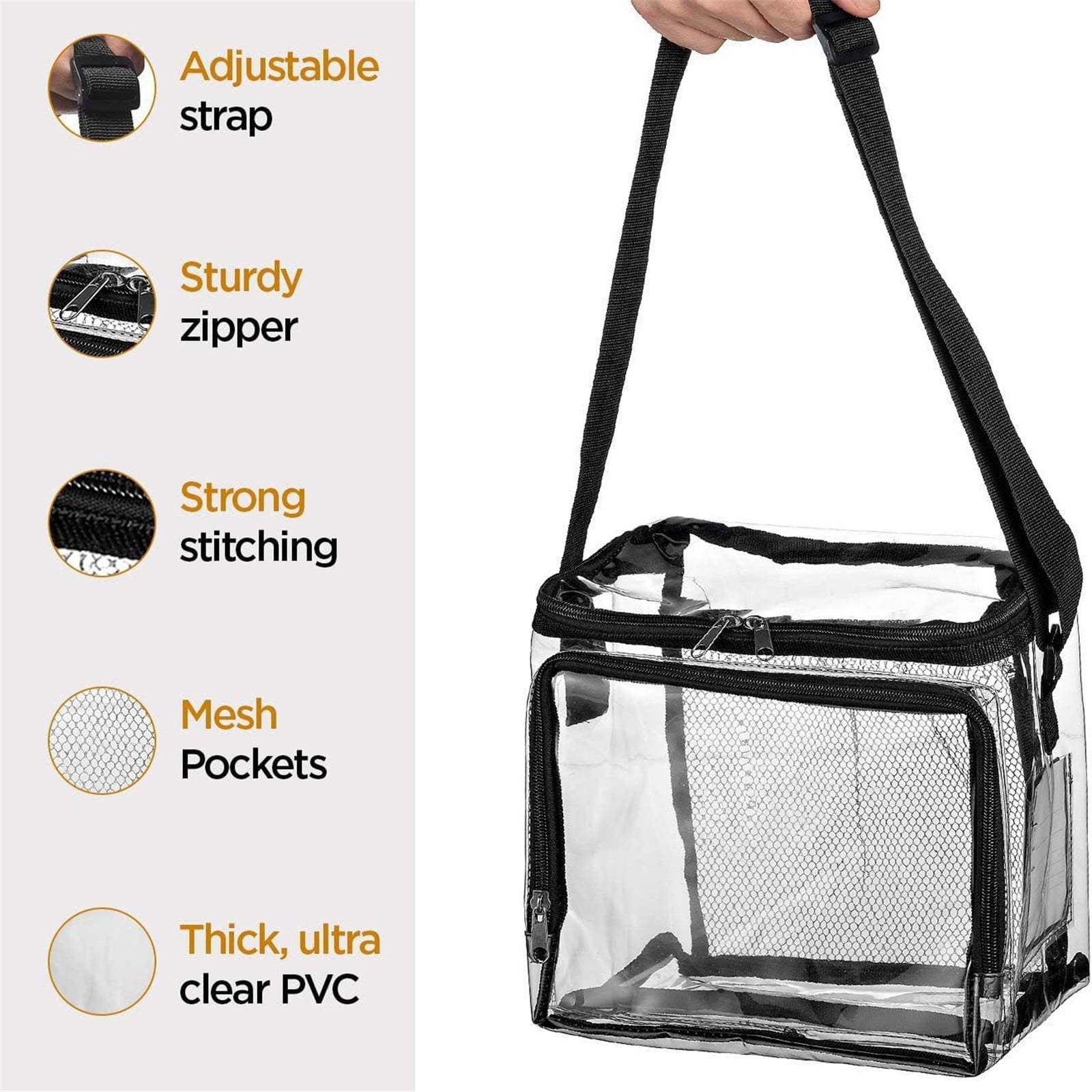 Jierger Clear Lunch Bag with Adjustment Shouder Strap for Women/Men ...