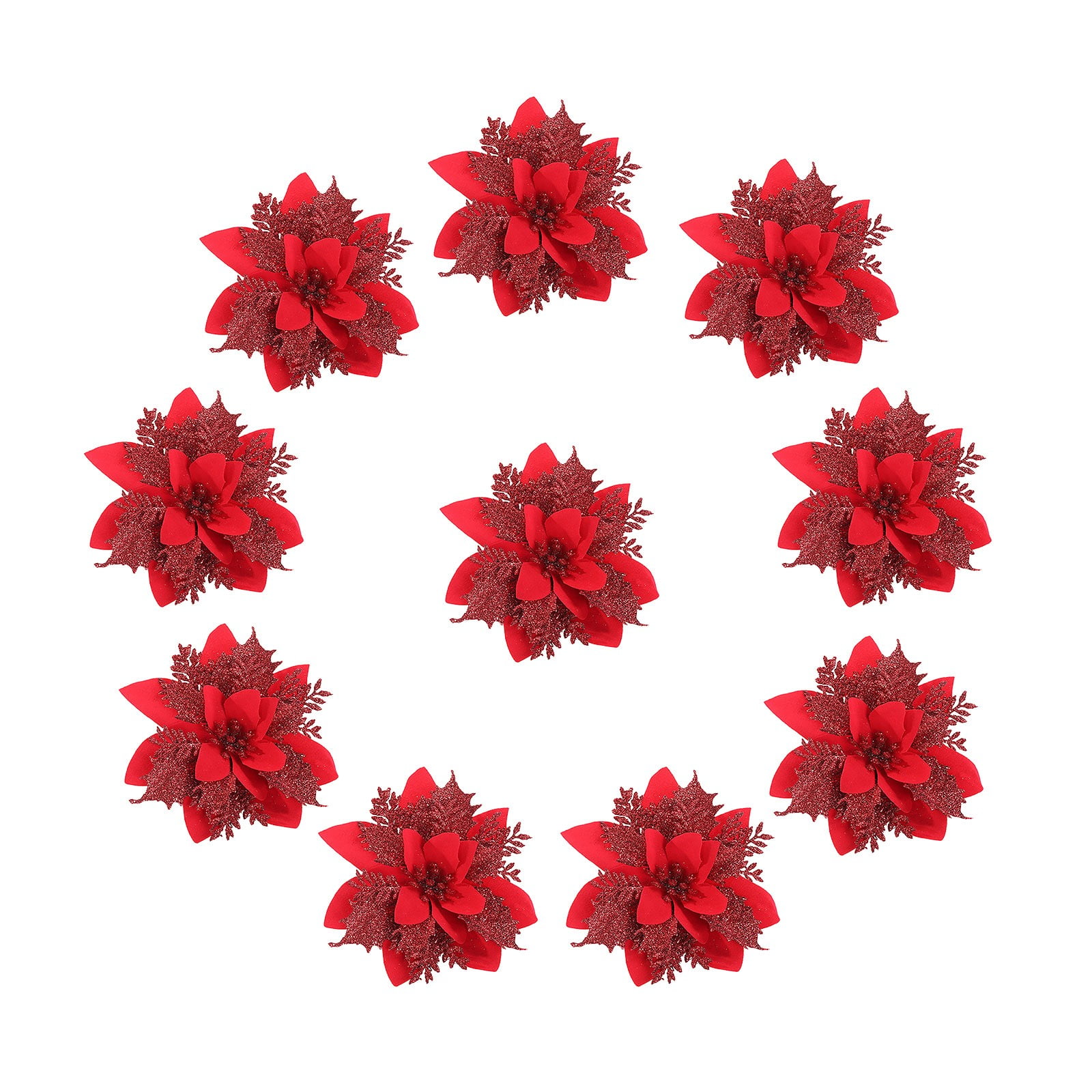 Jierger 10Pcs Christmas Flowers Trees Decor Glitter Wed Birthday Party ...