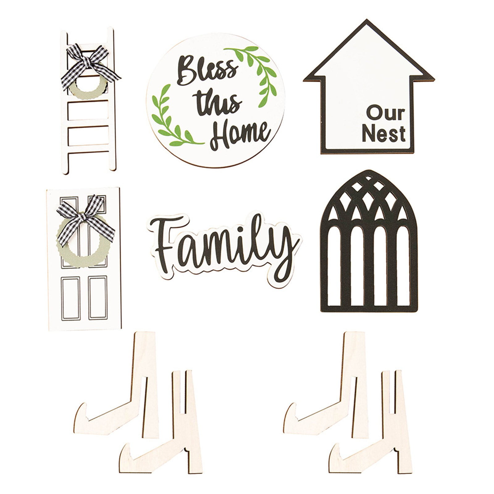Jierger 8 Pieces Farmhouse Decor for Tiered Tray Rustic Wooden Mini ...