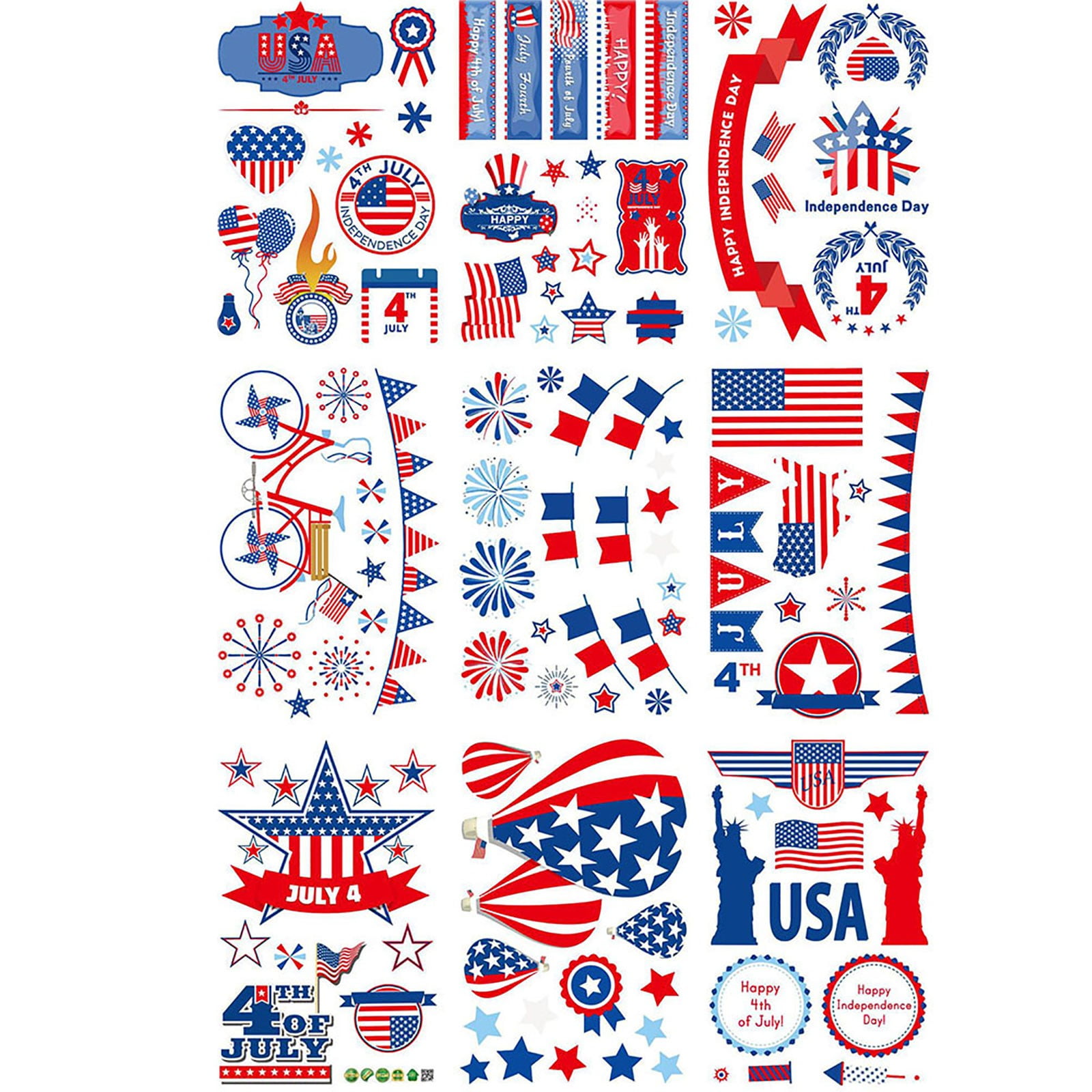 Jierger Clearance 9PCS 4th of July Window Clings Patriotic Window ...